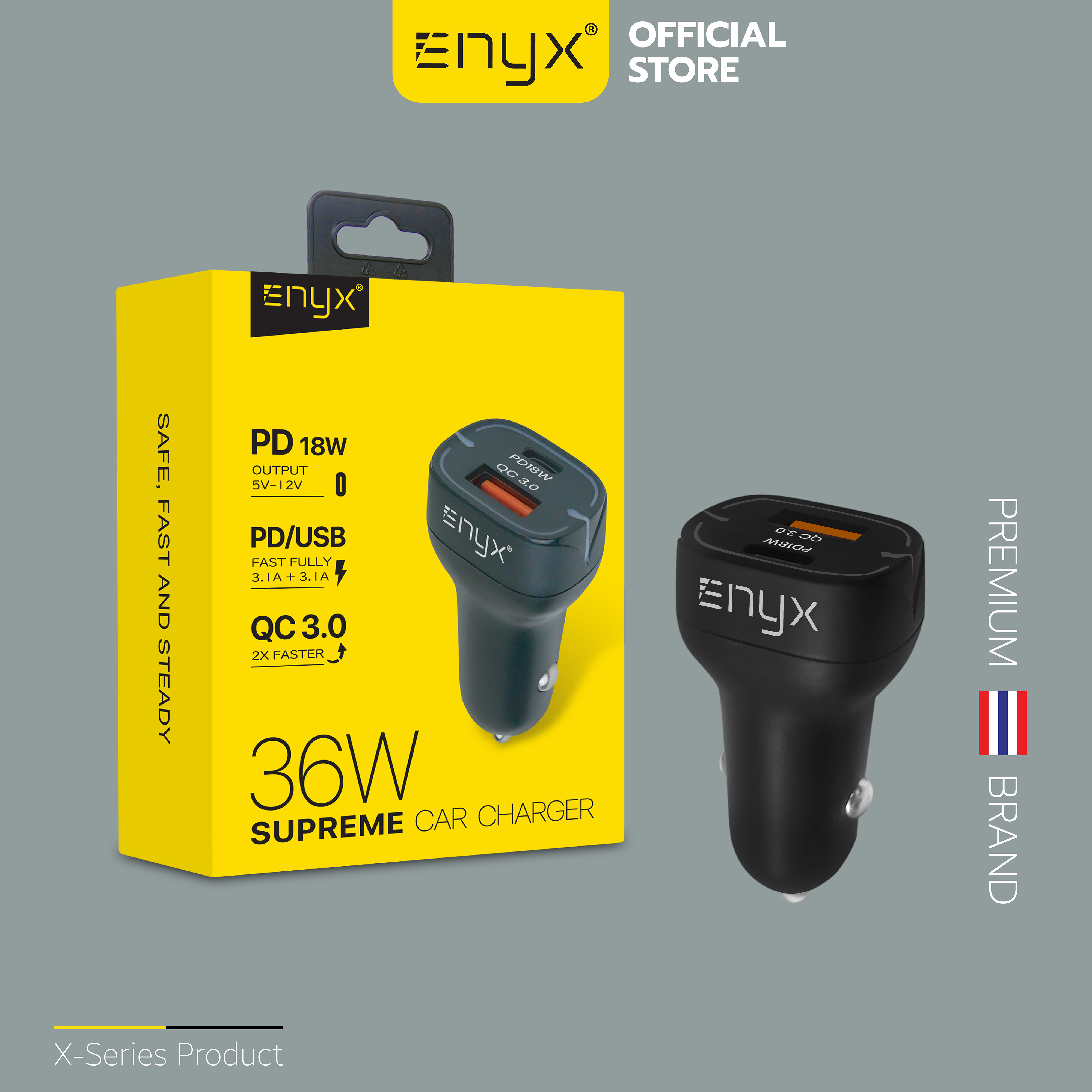 ENYX ที่ชาร์จในรถ 30W , 36W SUPREME CAR CHARGER 5A MAX 2 USB Fast Charge 3.0 | Shopee Thailand
