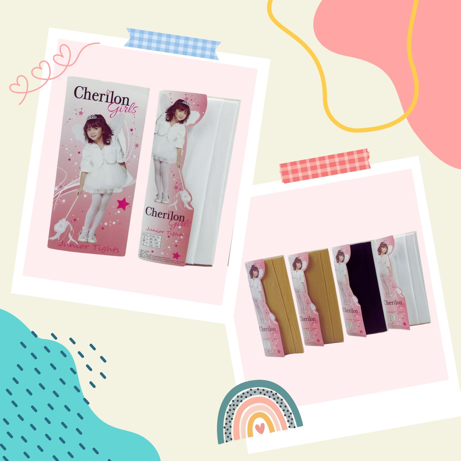 CHERILON Girls Junior Tights เชอรีล่อน ถุงน่อง ถุงน่องเด็ก สีขาว สีดำ สีเนื้อ ความสูง 60-150 ซม ...