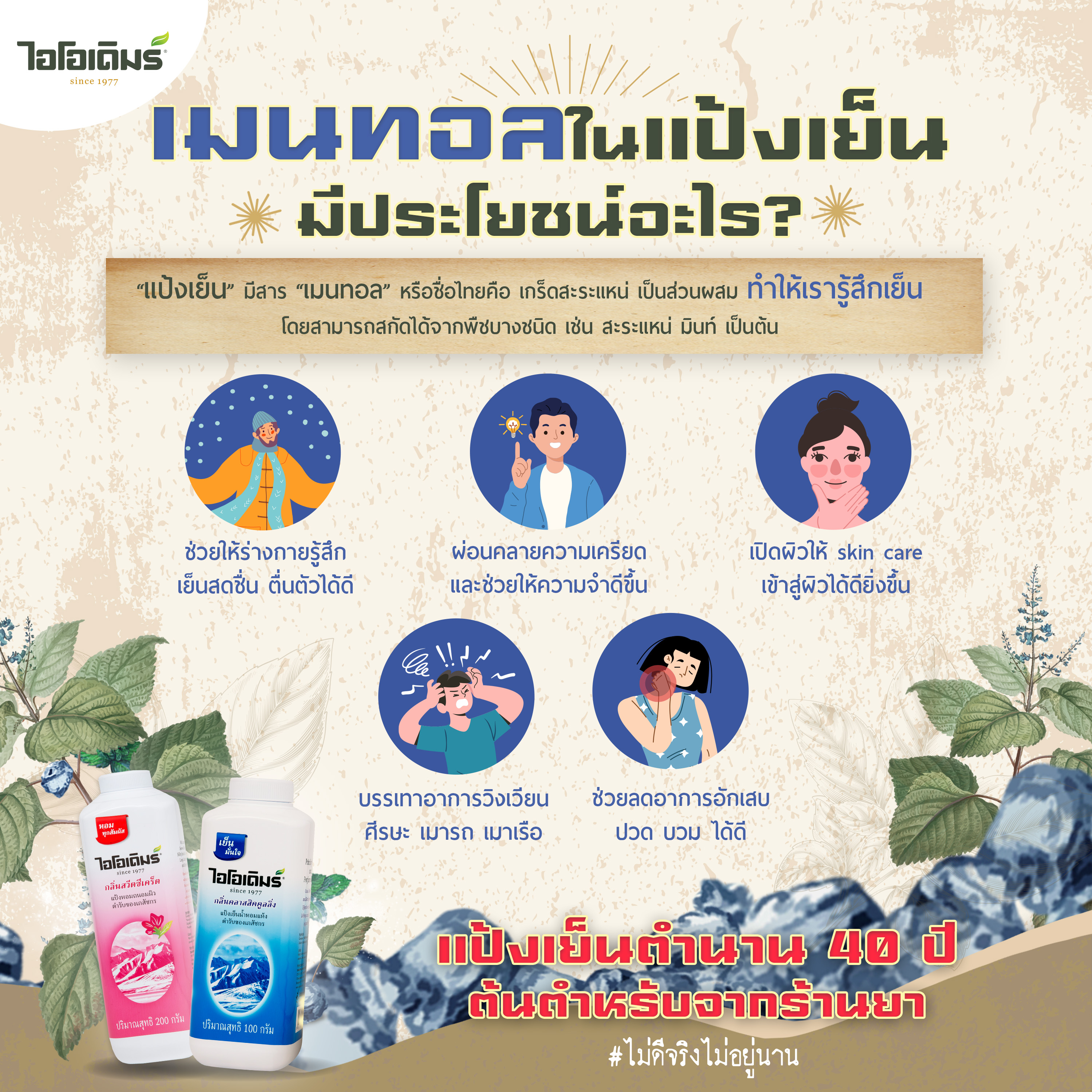 IODERM แป้งเย็น ไอโอเดิมร์ สูตรสวีตซีเคร็ท Sweet Secret Cooling Powder ...
