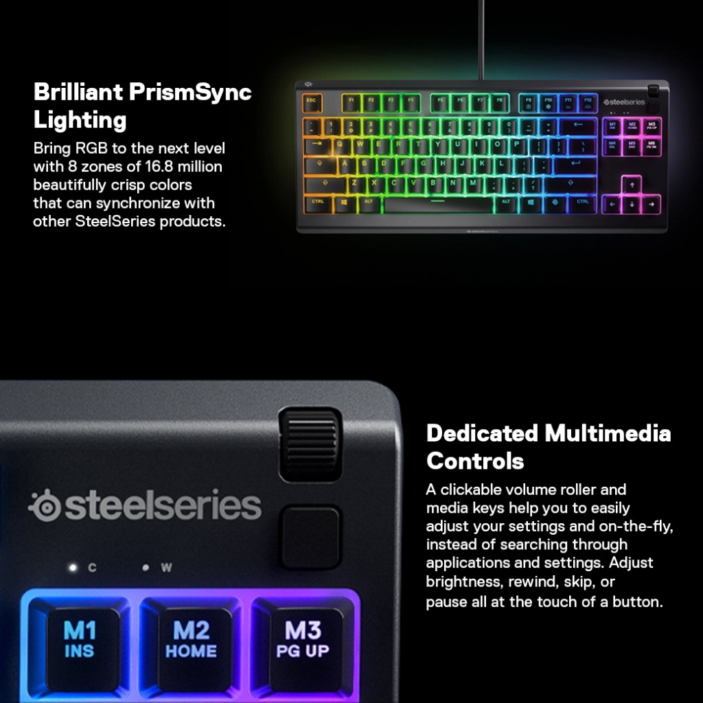SteelSeries Apex 3 TKL RGB Gaming Keyboard คีบอร์ดเกมมิ่ง Ten Key Less ...