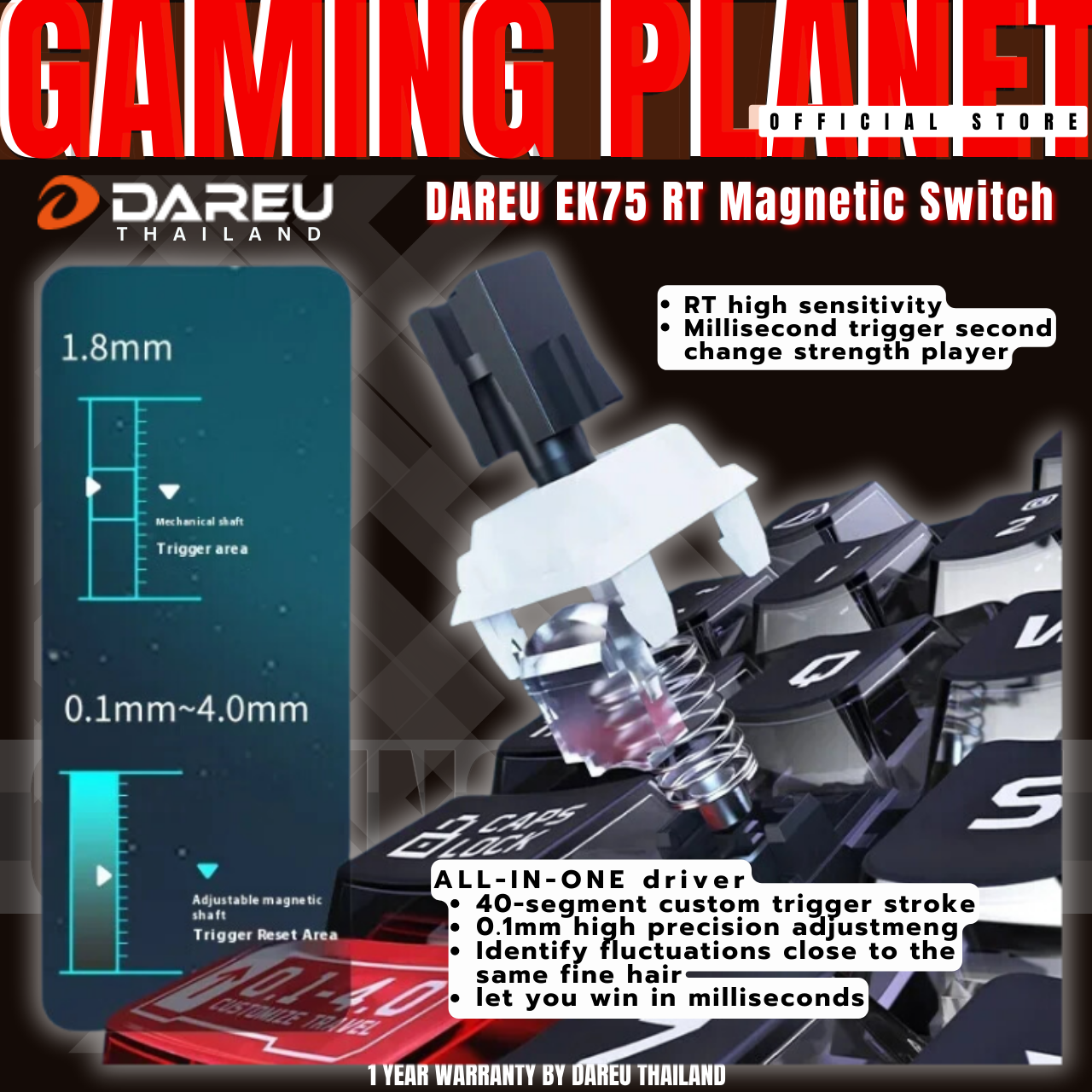 คีย์บอร์ดเกมมิ่ง DAREU EK75 RT | Mechanical Magnetic 75% 82 Keys ...