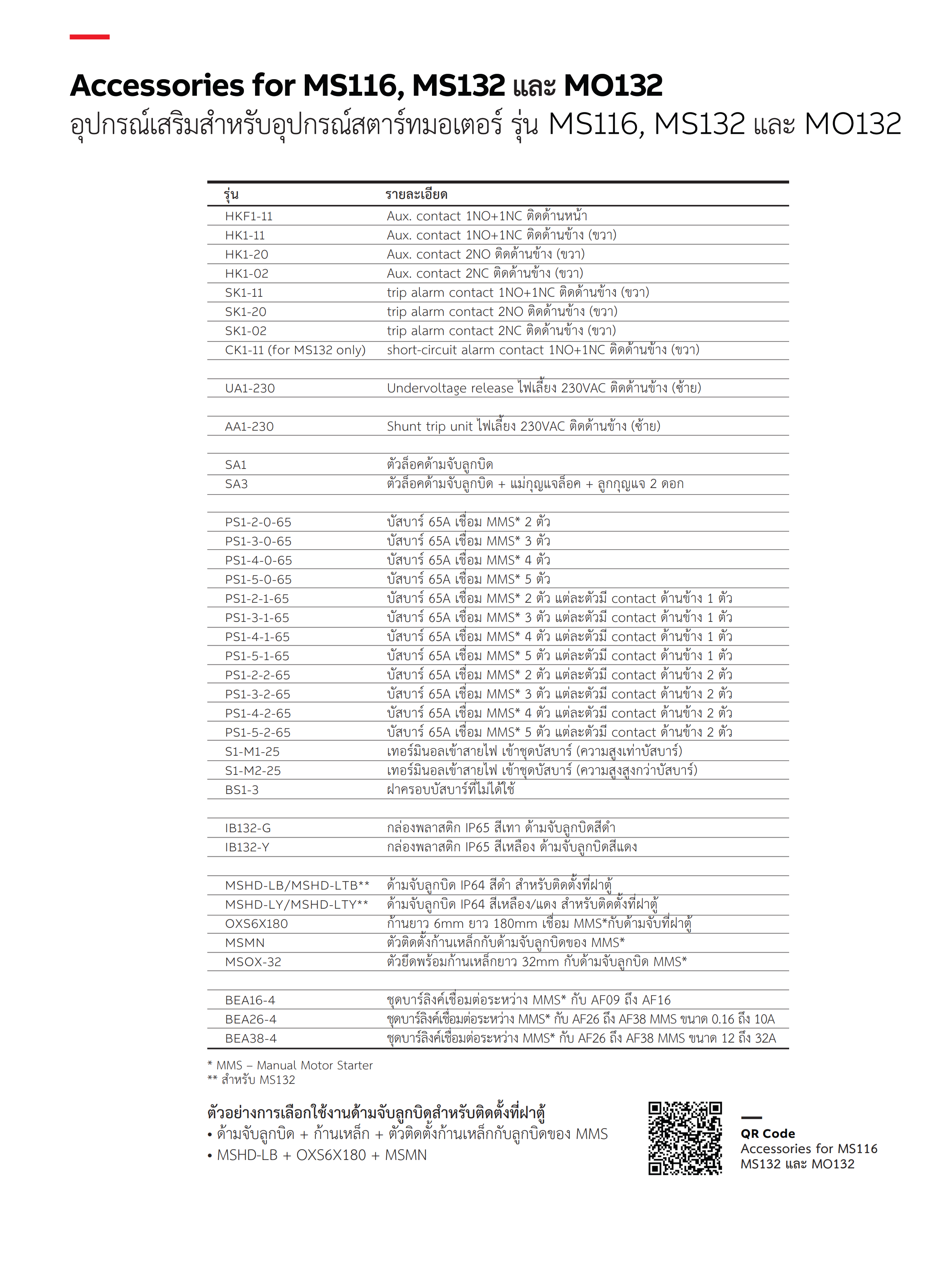ABB MO132-32 (32A) 15.5kW Manual Motor Starter อุปกรณ์สตาร์ทมอเตอร์ ไม่ ...