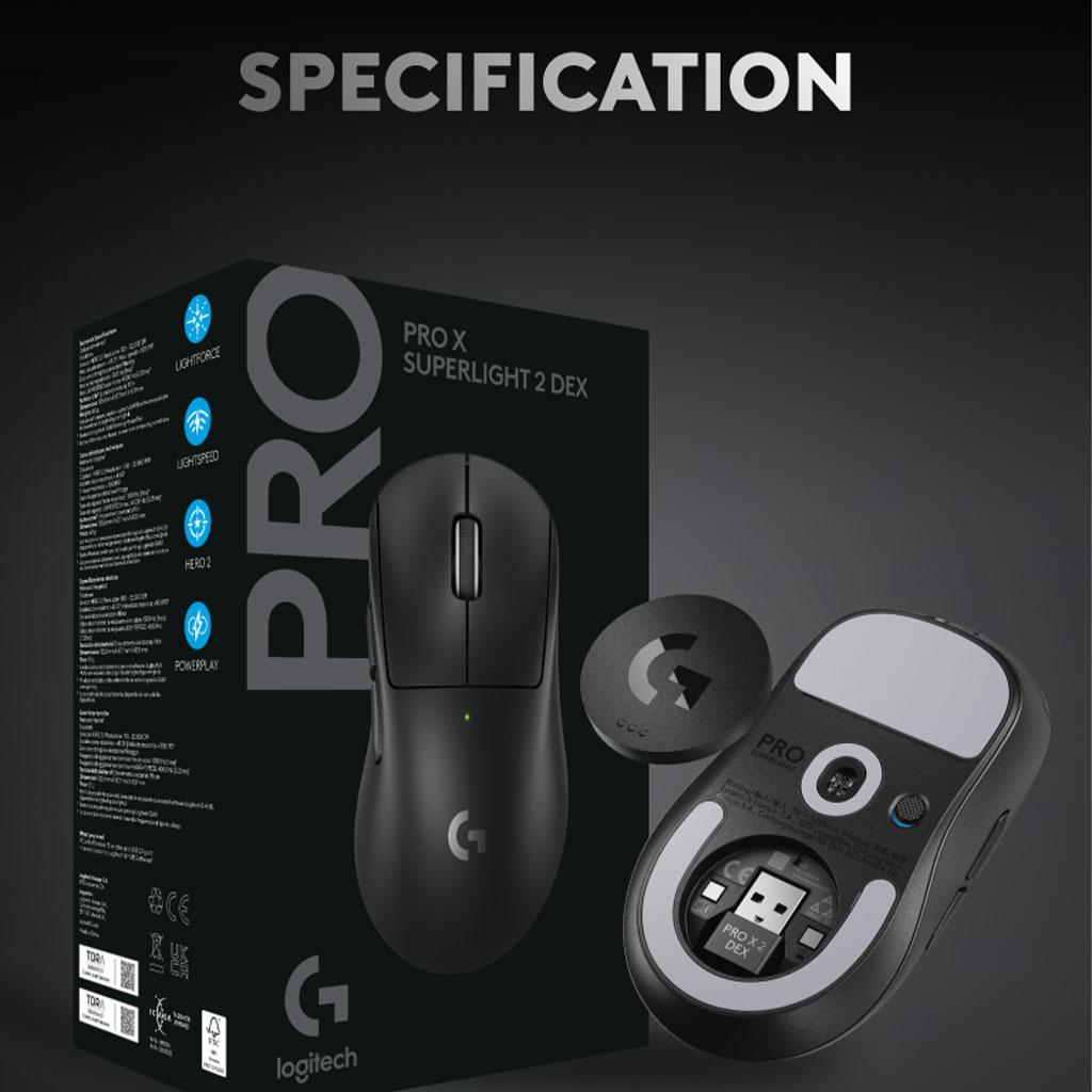Logitech G PRO X SUPERLIGHT 2 DEX LIGHTSPEED Gaming Mouse น้ำหนัก 60 ...