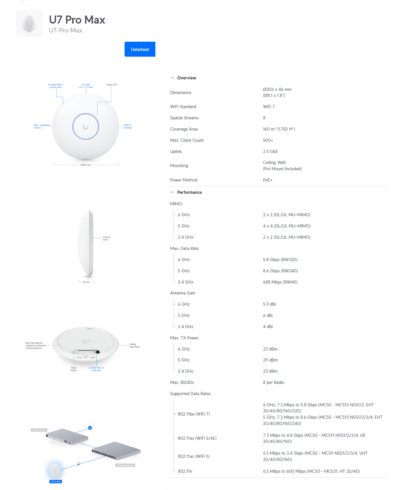 Ubiquiti UniFi U7 Pro Max U7 Pro Max POE 