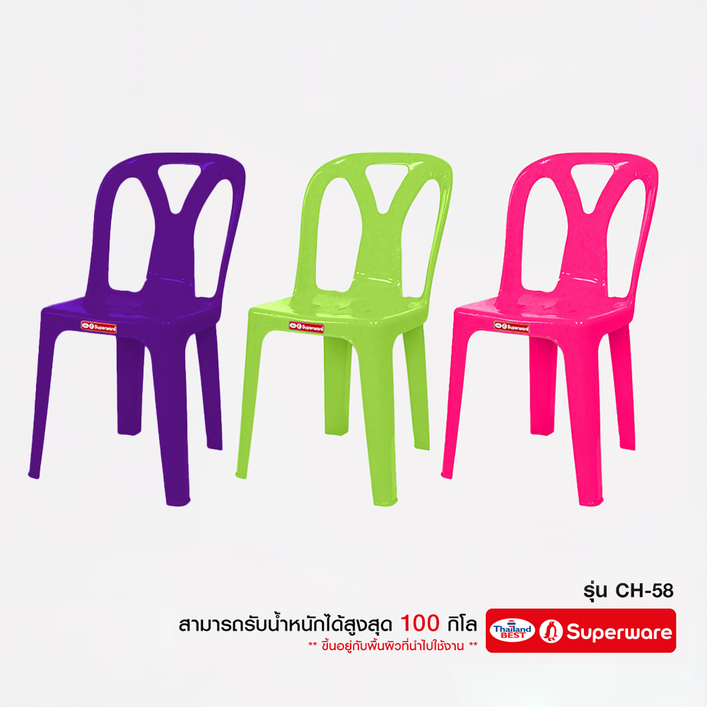 Srithai Superware เก้าอี้พลาสติก มีพนักพิงรุ่น ที่นั่ง สำหรับ สนาม นั่งเล่น วัด ห้องประชุม โต๊ะ ...