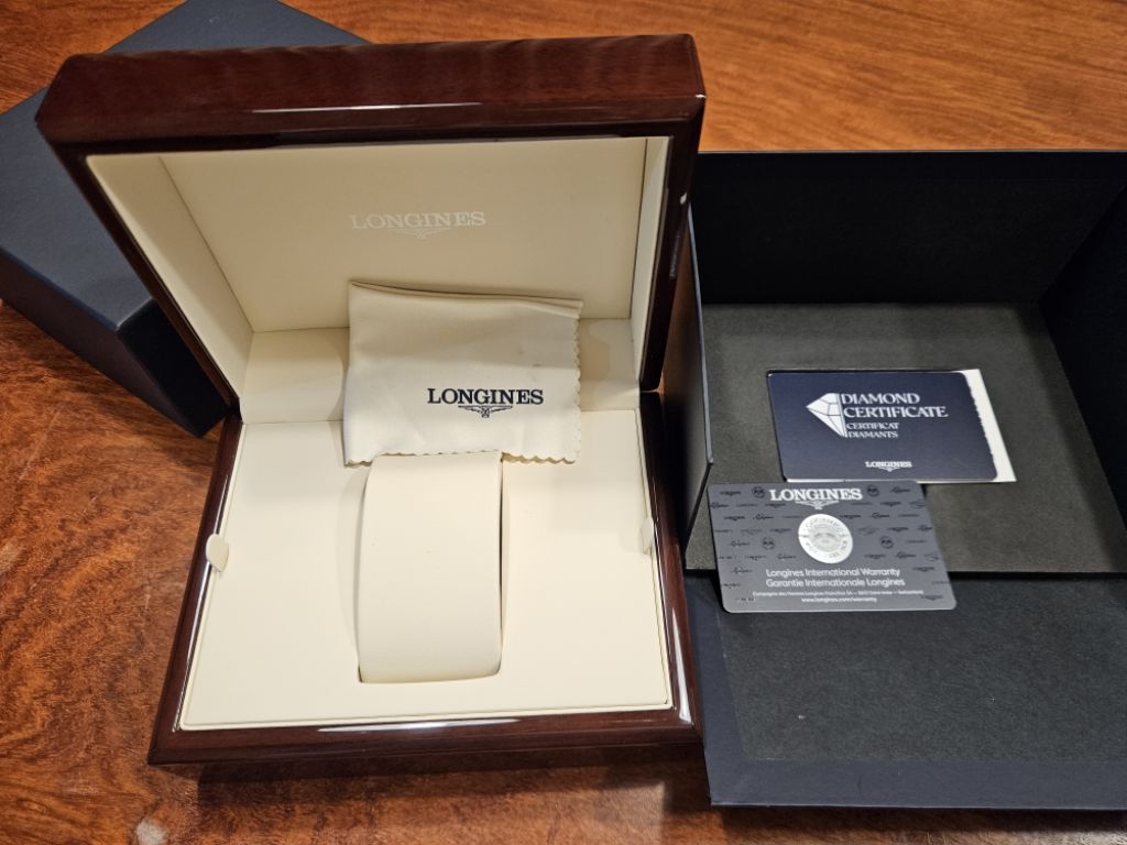 กล่องนาฬิกา Longines กล่องไม้แท้พร้อมหมอนรองนาฬิกาและสมุด Longines Wood ...