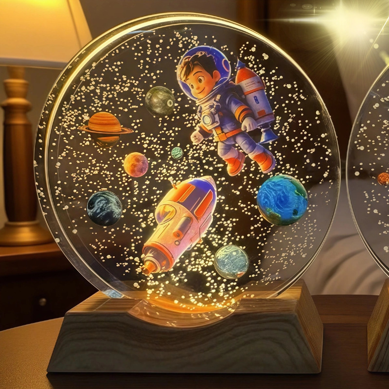 《พร้อมส่งในไทย》โคมไฟหัวเตียง3D LED+USB โคมไฟคริสตัล กลางคืน ตั้งโต๊ะ ตกแต่งห้องนอน ของขวัญ วัน ...