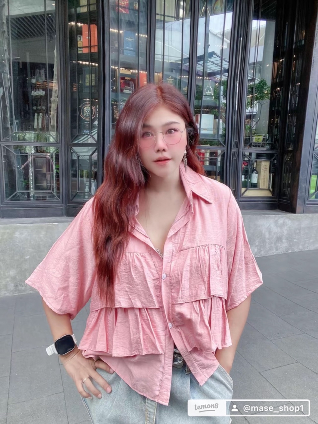 Lady Cheeky 💖💖เสื้อเชิ้ตแขนสั้น ด้านหน้าระบายชั้น มีกระดุมเรียงเม็ด ดี ...