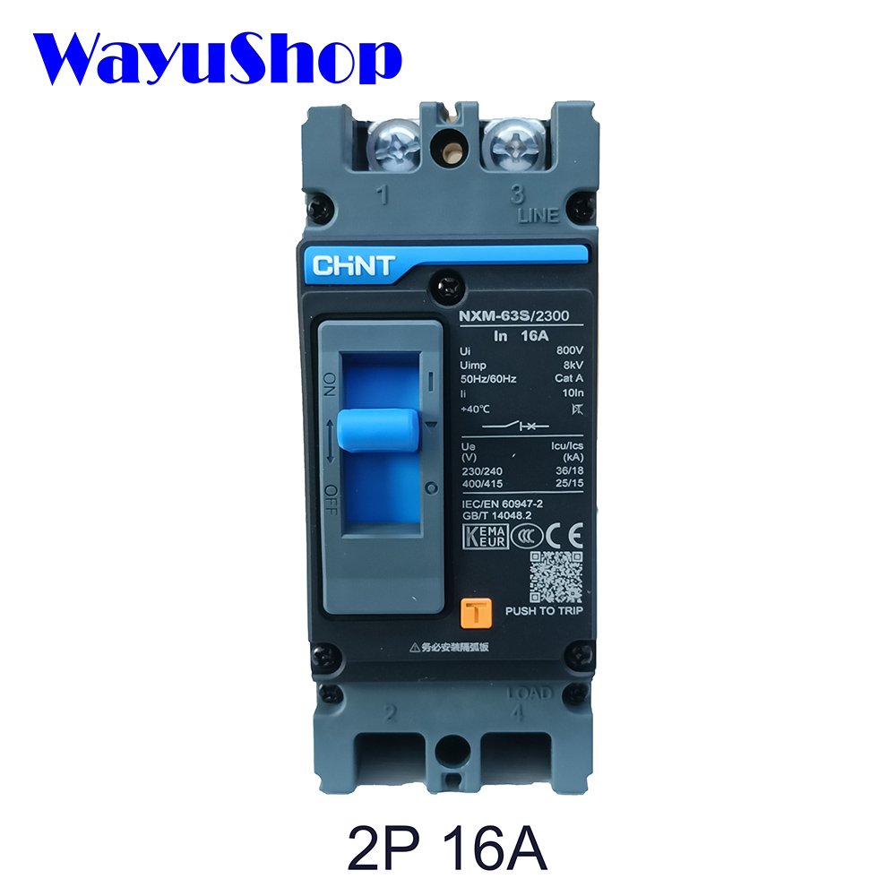 CHINT เบรกเกอร์ MCCB โมลเคสเซอร์กิต แบบ 2P รุ่น NXM-63S, NXM-125S กระแส 10A 16A 20A 32A 40A 50A ...