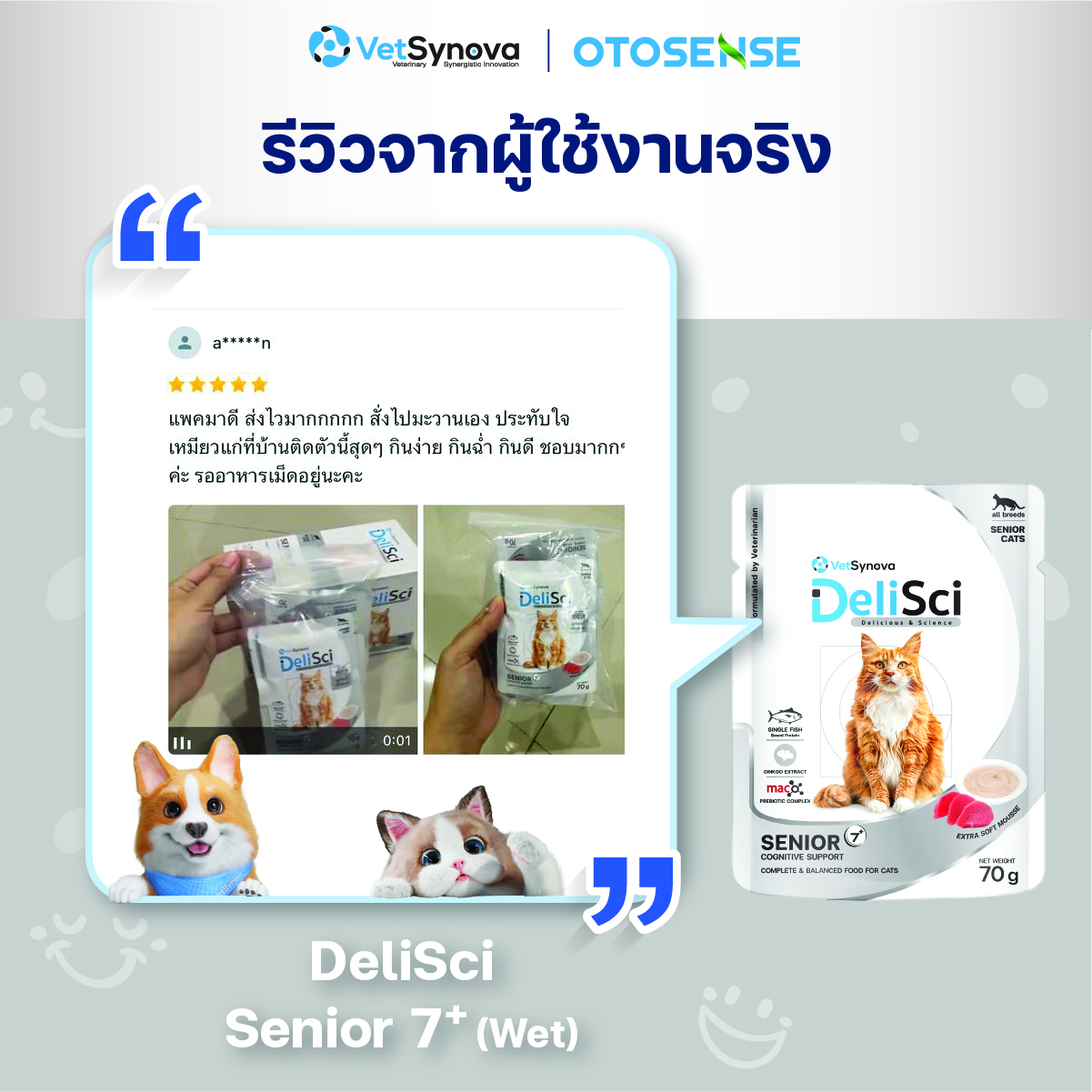DeliSci Senior สูตรบำรุงสำหรับแมวสูงวัย (1 กล่อง12 ซอง) | Shopee Thailand