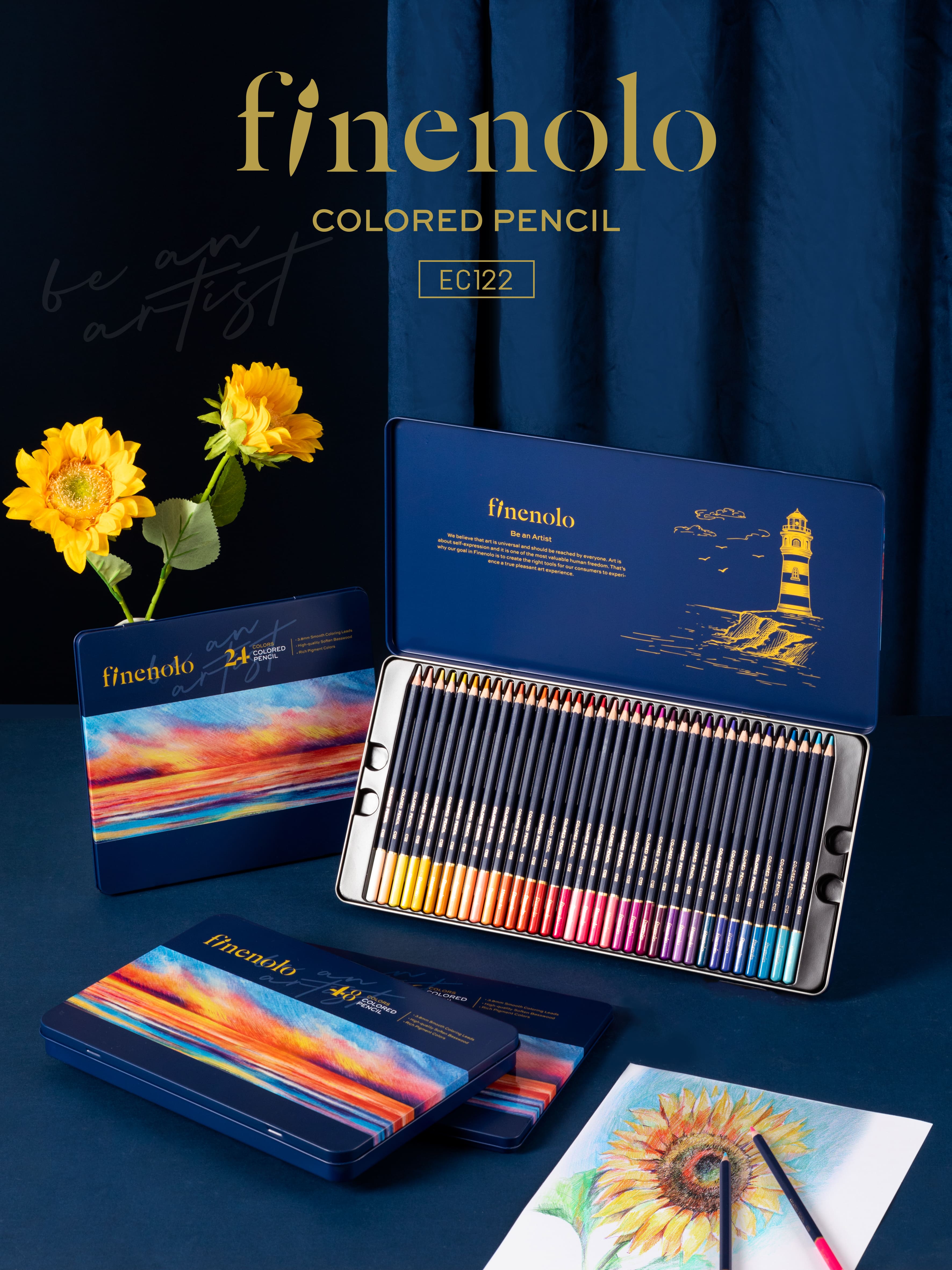Deli Finenolo EC122/EC129 Colored Pencil ดินสอสีไม้ กล่องเหล็ก 24/36/48 ...