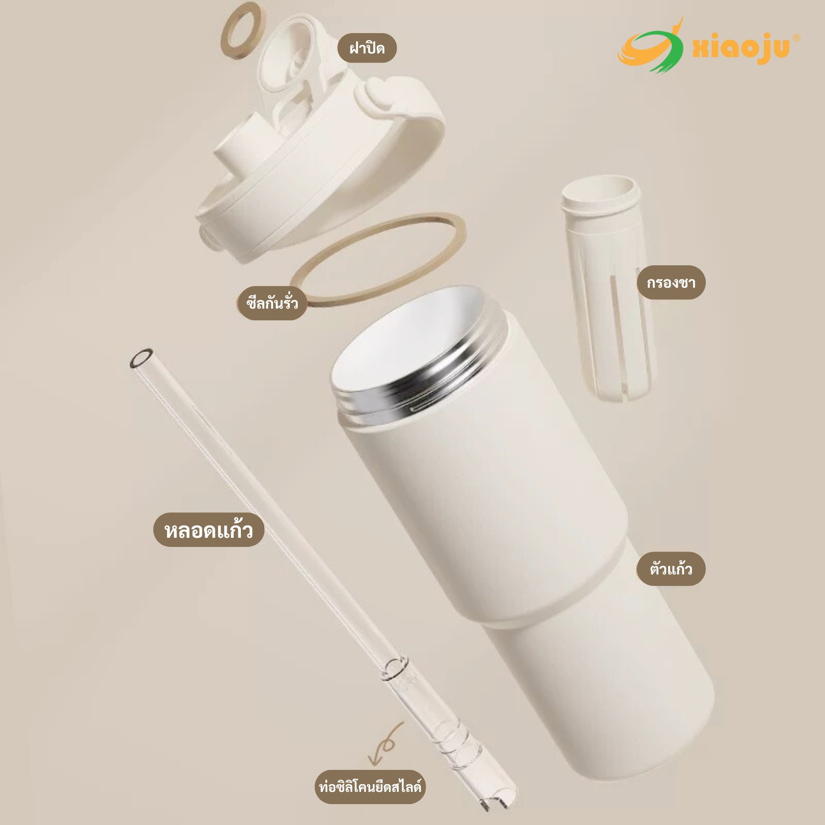 XIAOJU แก้วน้ำซับในเซรามิก 735ML เก็บอุณหภูมิยาวนาน ร้อน & เย็น ซับอีกชั้นด้วยสแตนเลส 316 ...
