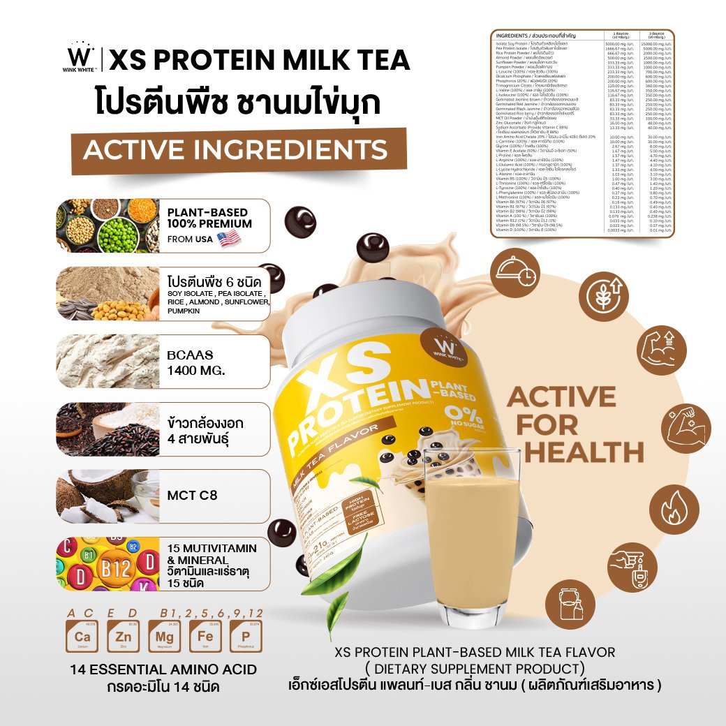 WINK WHITE XS Protein วิงค์ไวท์ โปรตีน เวย์โปรตีนแบบกระปุก ทดแทนมื้อ ...