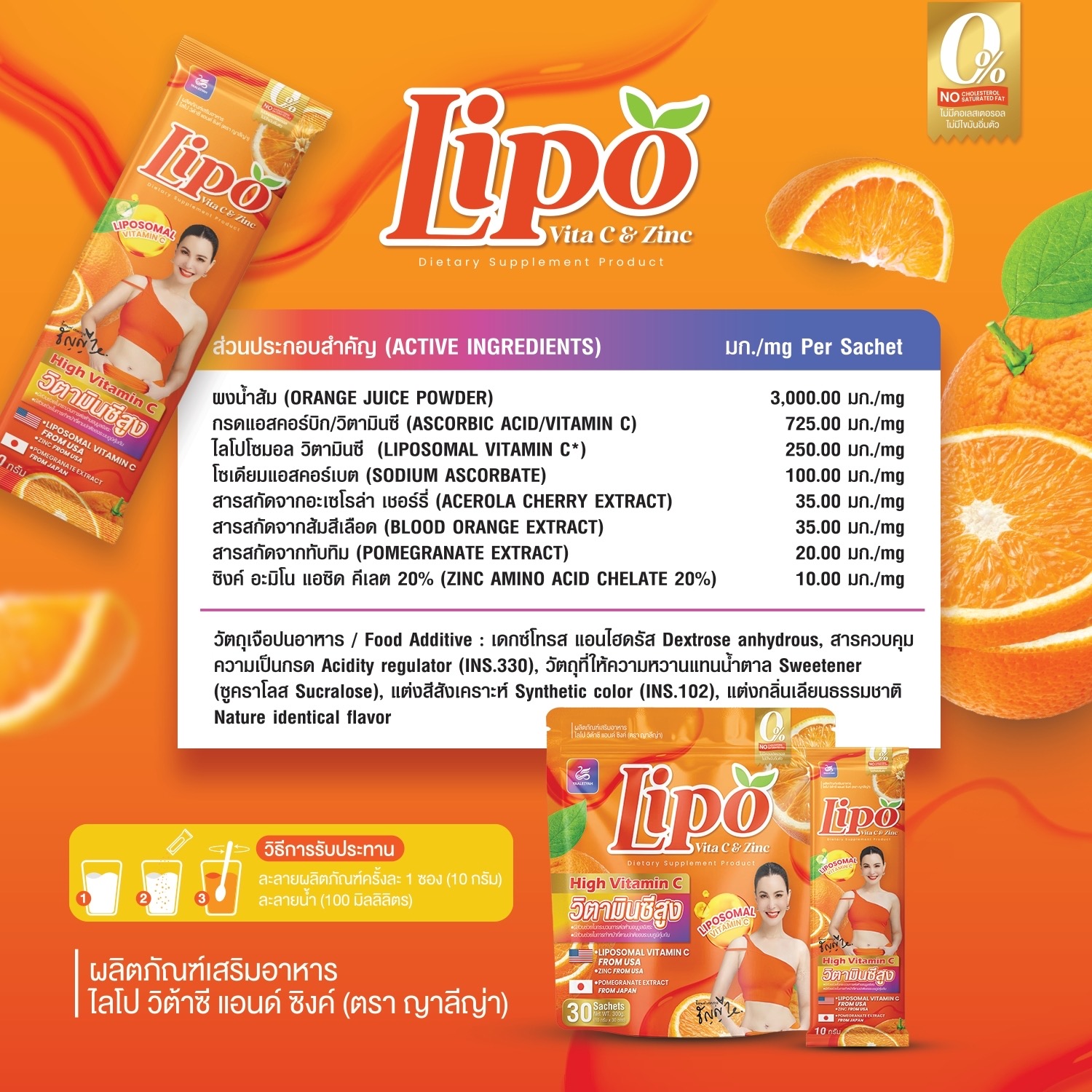 ไลโป วิต้าซี แอนด์ ซิงค์ วิตซีธัญญ่า Lipo Vita C & Zinc ธัญญ่า วิตามิน ...