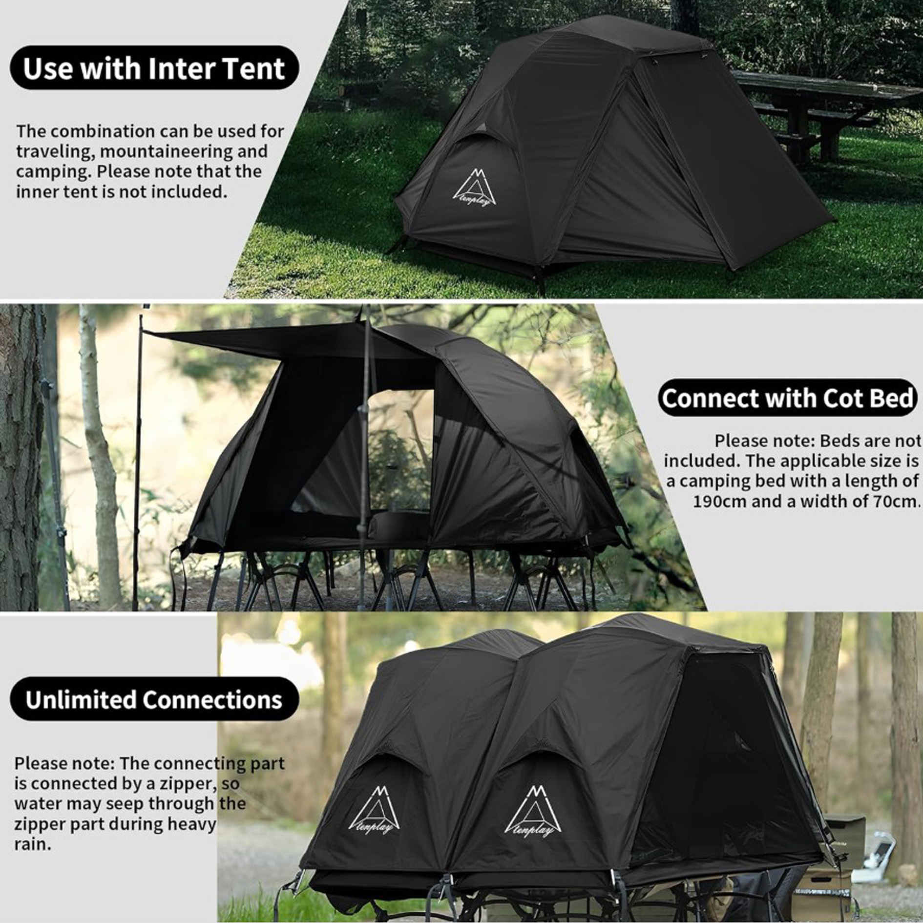 Tenplay Dream Link Cot 1 Person Tent เต๊นท์กันน้ำ กันฝน สามารถต่อติดกัน ...