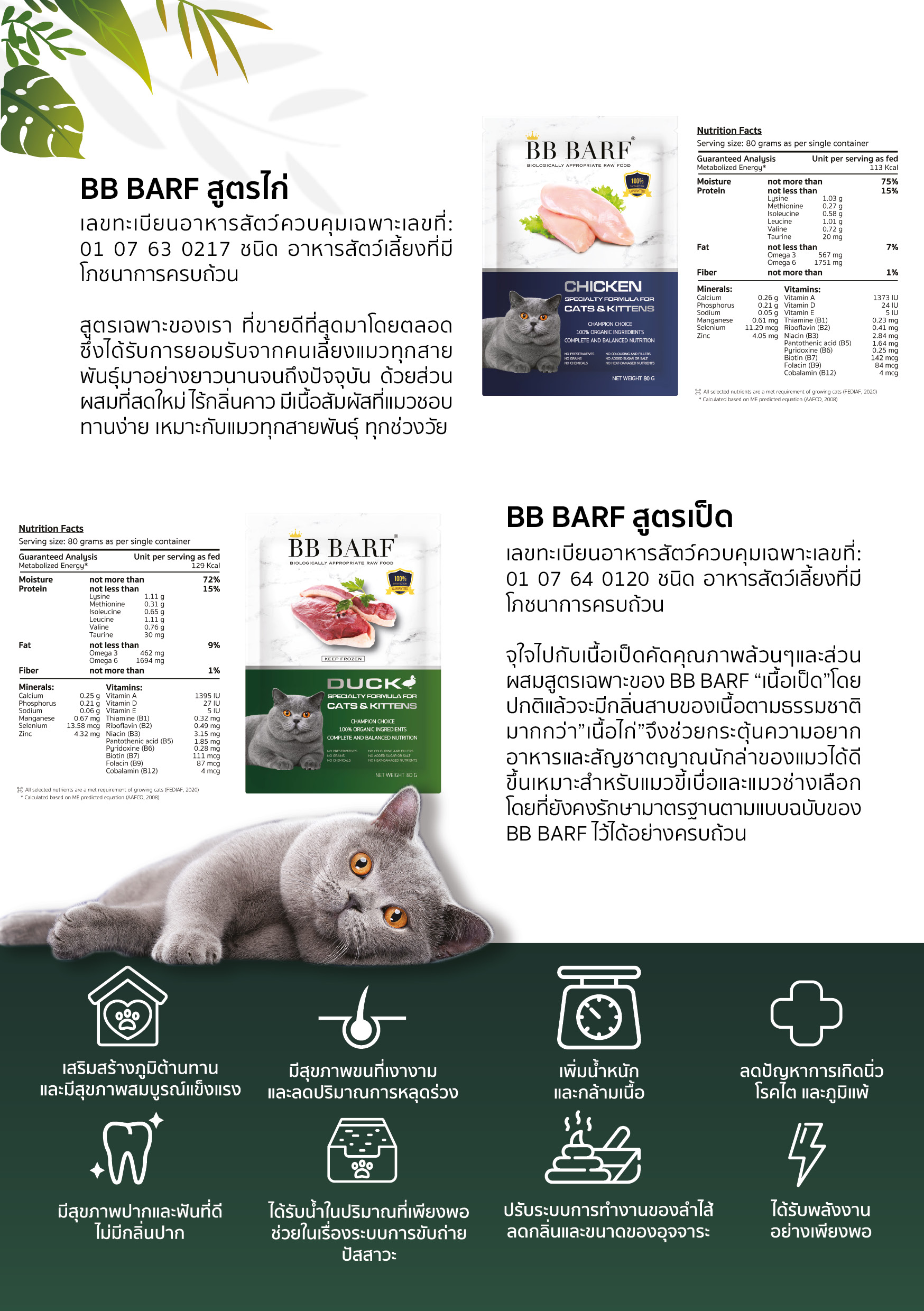 บาร์ฟ แมวอาหารแมว บีบี บาร์ฟ BB BARF อาหารแช่แข็ง ไก่ เป็ด กระต่าย กวาง ...