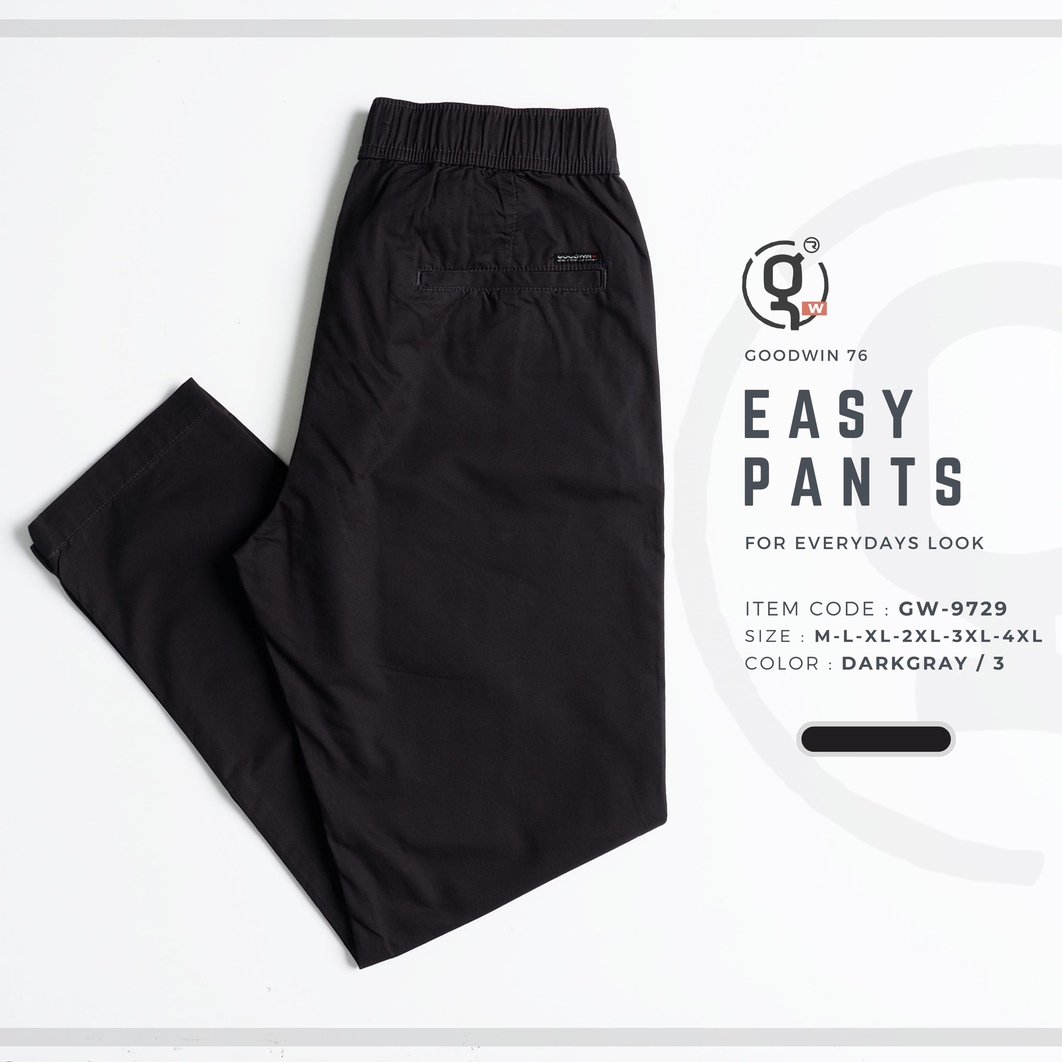 GOODWIN - 9729 EASY PANTS กางเกงขายาว ผู้ชาย ผ้าคอตต้อน100% เอวยืดมีเชือกผูก | Shopee Thailand