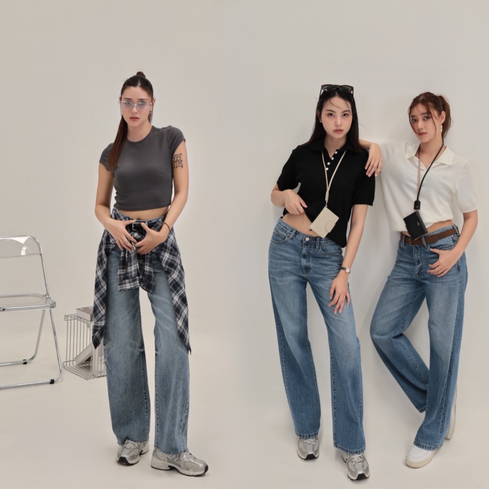 ยีนส์ Nammon Jeans NM39-NM392 กางเกงยีนส์ทรงกระบอกเอวกลาง รุ่น maya ...
