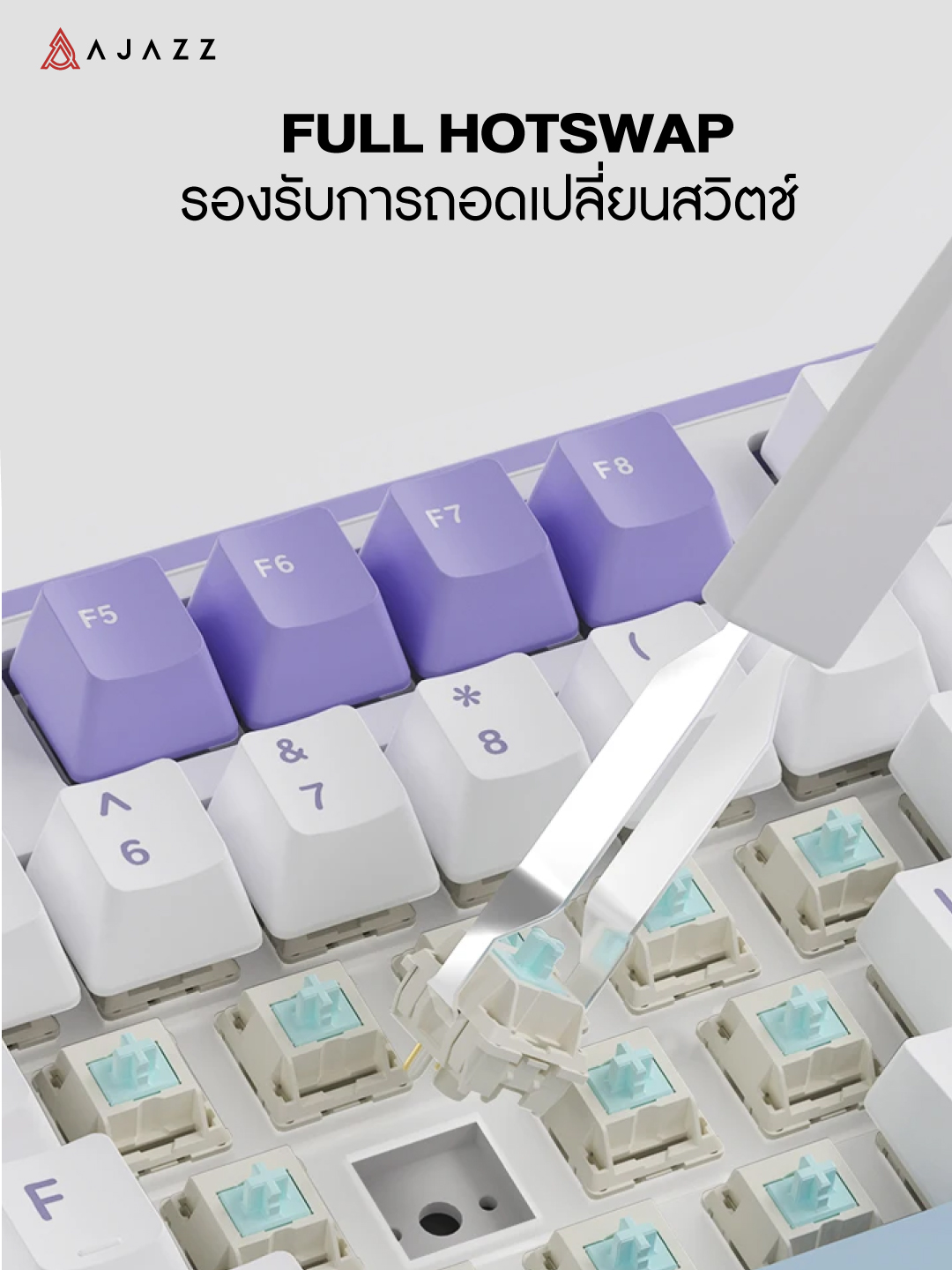 คีย์บอร์ดเกมมิ่ง Ajazz AK980 LCD Gasket Tri-Mod Maila Switch Mechanical ...