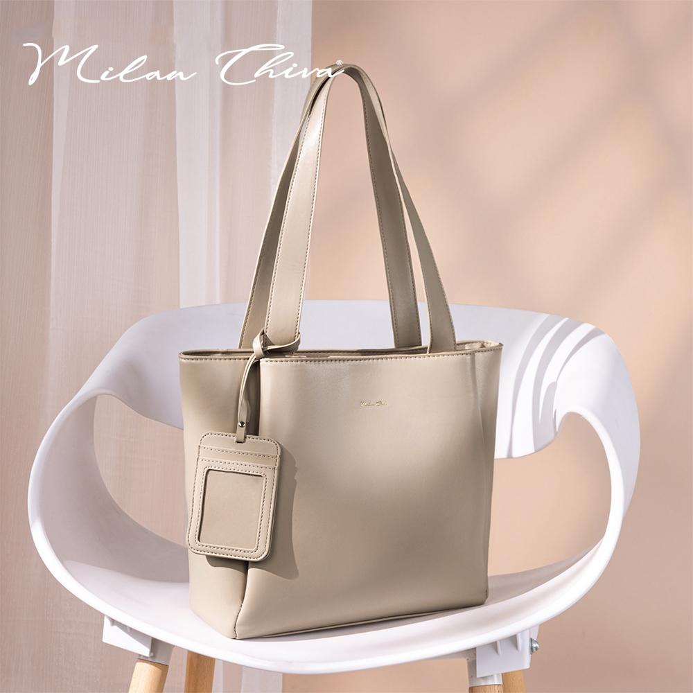 Milan Chiva รุ่น Tote bag กระเป๋าสะพายไหล่ผู้หญิง ดีไซน์เรียบหรู จุของได้เยอะ กระเป๋าหนังPU (MC ...