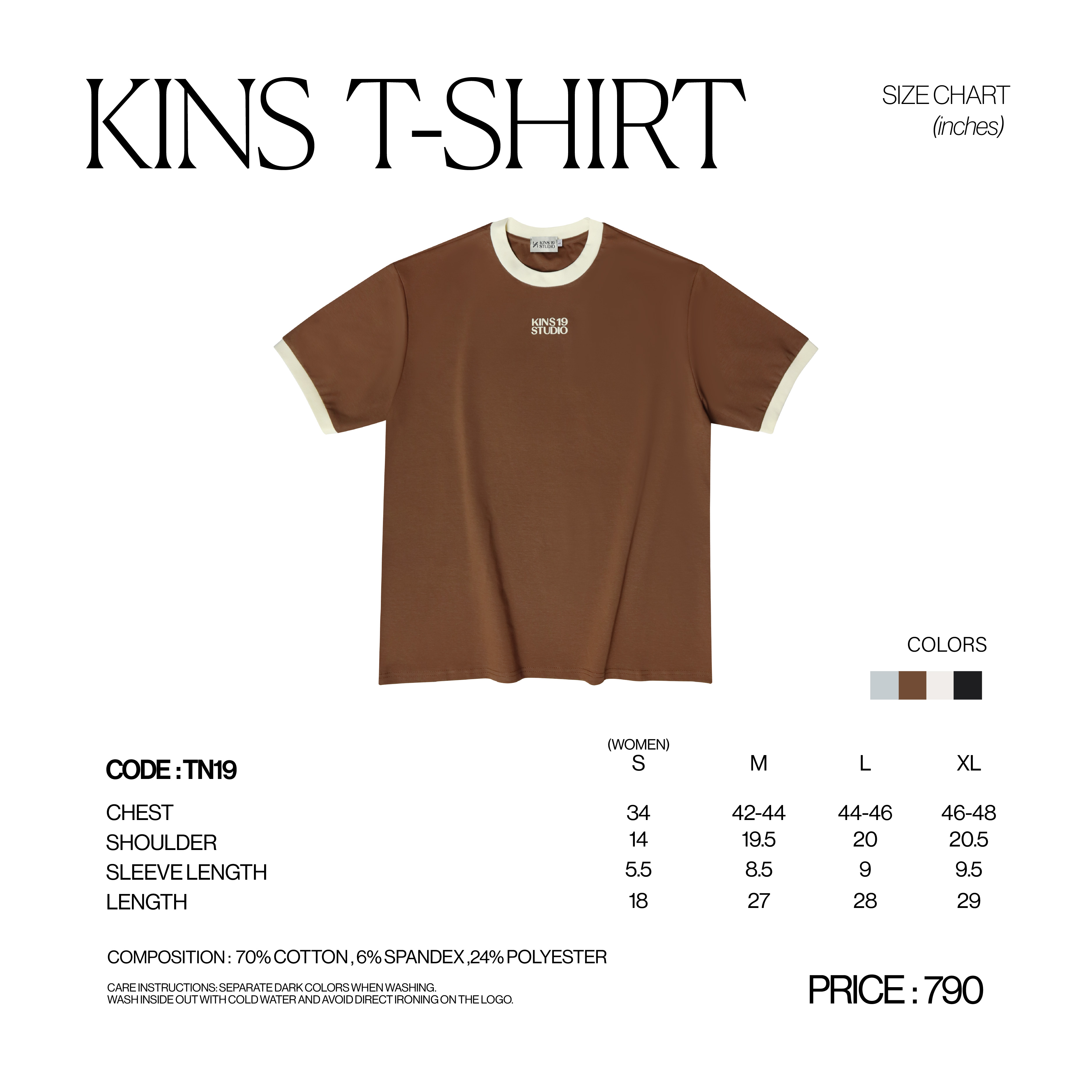 KINS 19 STUDIO | URBAN DAILY T-SHIRT เสื้อยืดคอกลมคินส์ [TN19] | Shopee ...