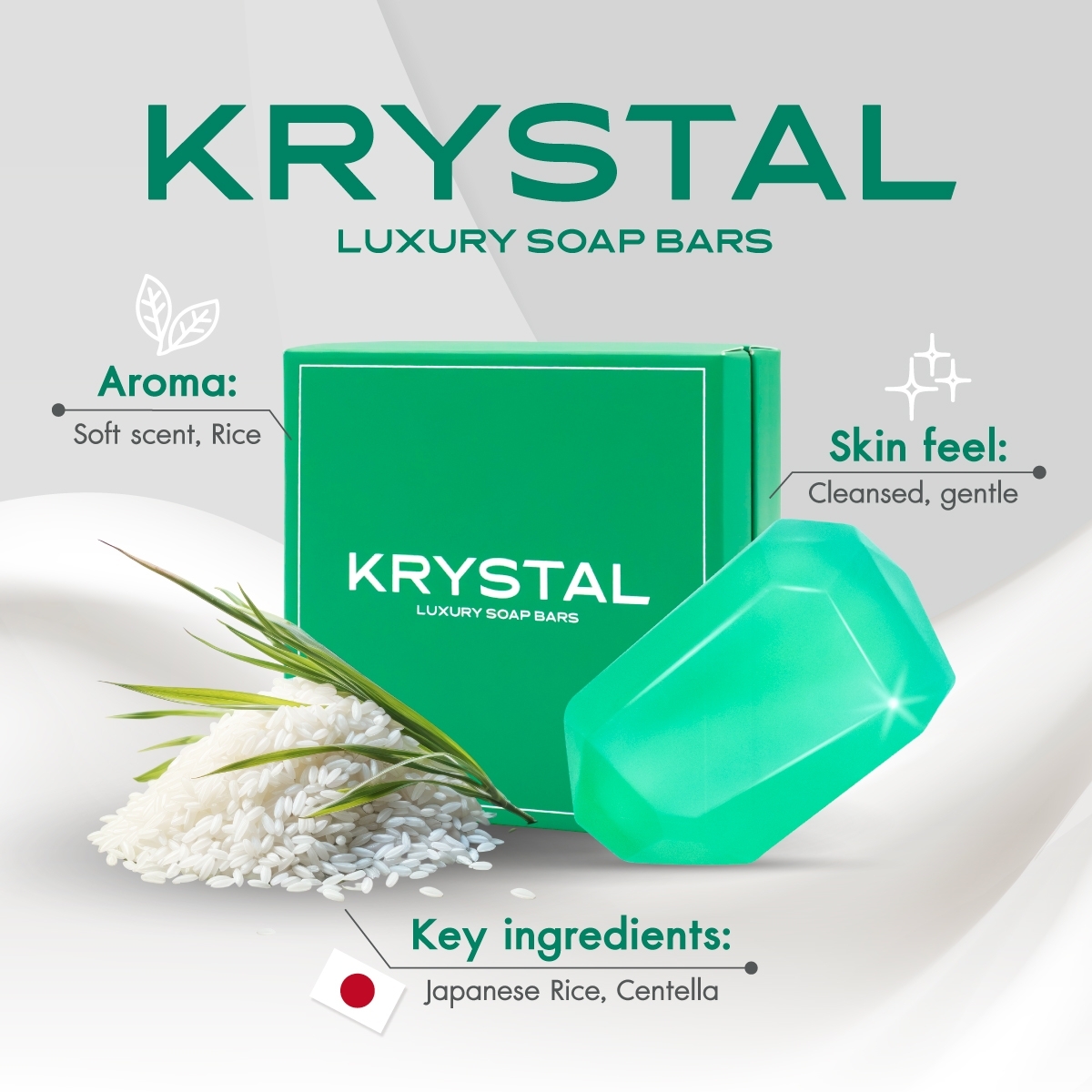 KRYSTAL LUXURY SOAP BAR สบู่คริสตัล สูตรอ่อนโยน 1 ก้อน ให้ความชุ่มชื้น ...