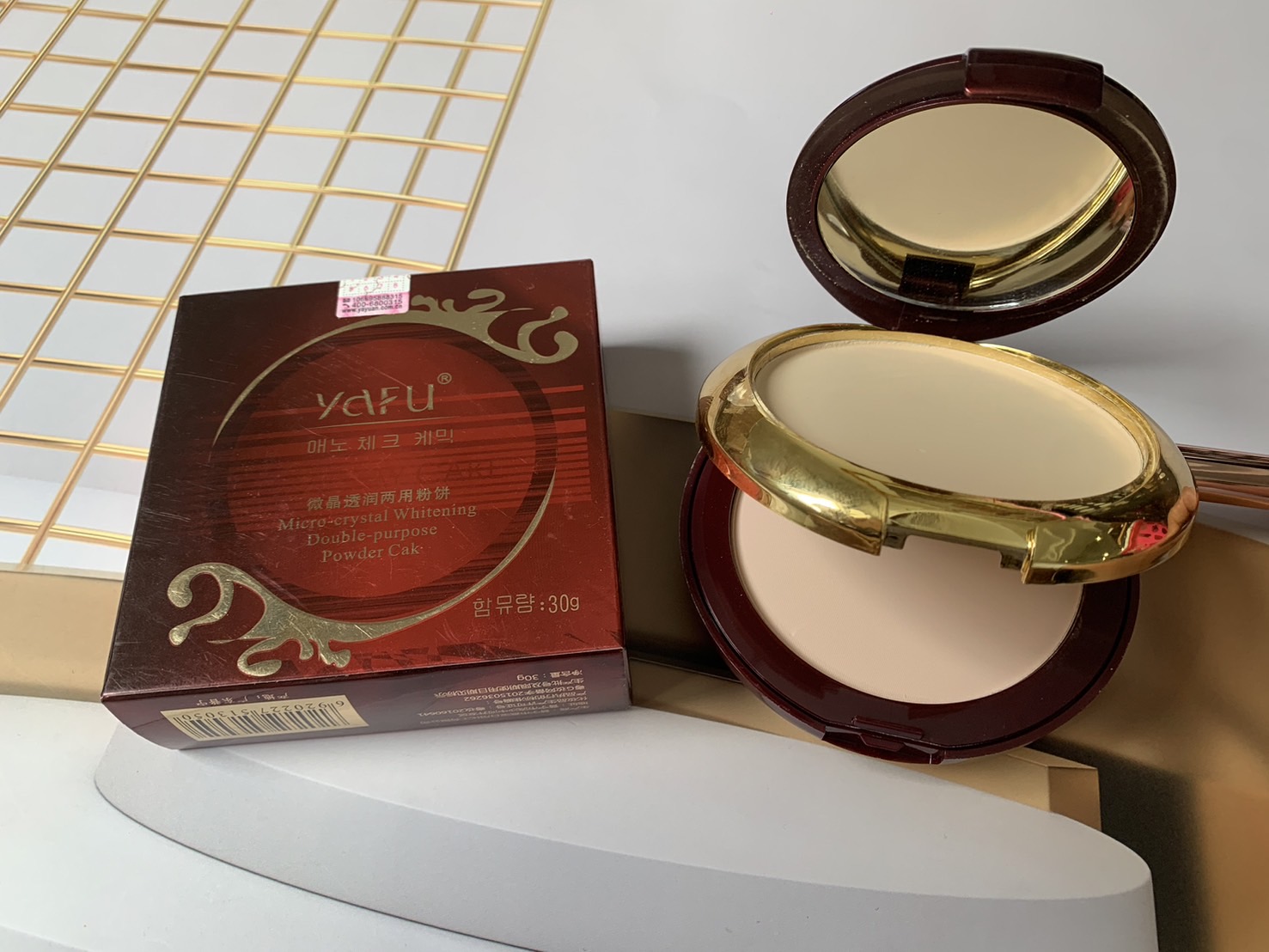พร้อมส่งจากไทย แป้งพัฟ Yafu (ตลับแดง) แป้ง 2 ชั้น แป้งพัฟผสมโสม+ไวท์เทนนิ่ง เอสเซ้นต์+ไข่มุก ...