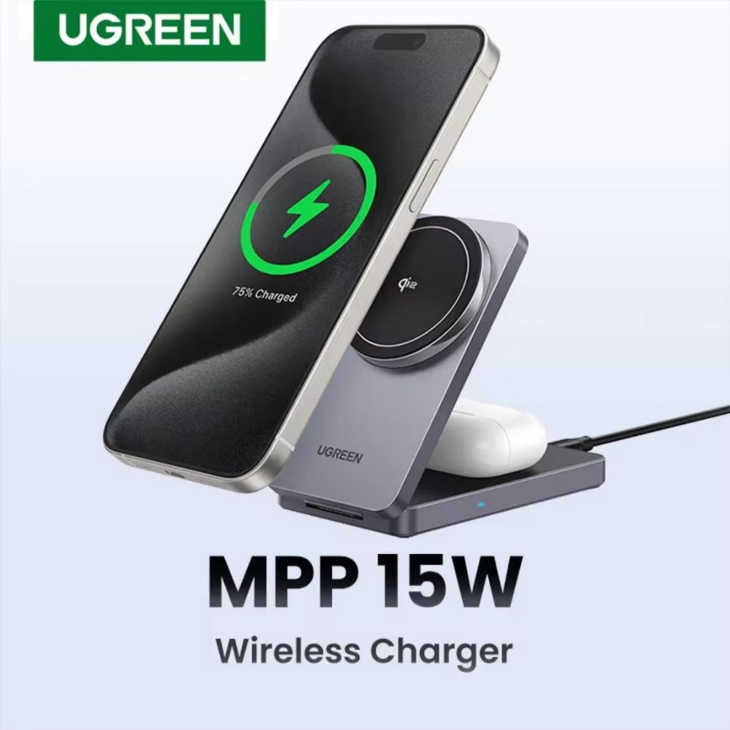 ของแท้💯 UGREEN MPP 15W Magnetic Wireless Charger Stand For iPhone 16 15 14 Pro Max For AirPods ...