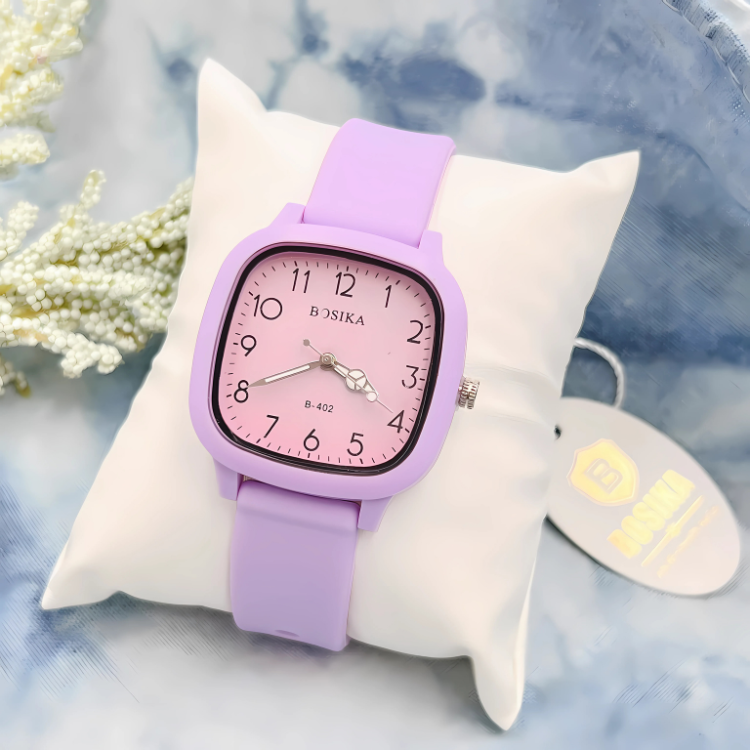 BOSIKA นาฬิกาข้อมือ สายยางซิลิโคลน เข็มมีพรายน้ำ พร้อมกับกันน้ำได้สีพาล ...