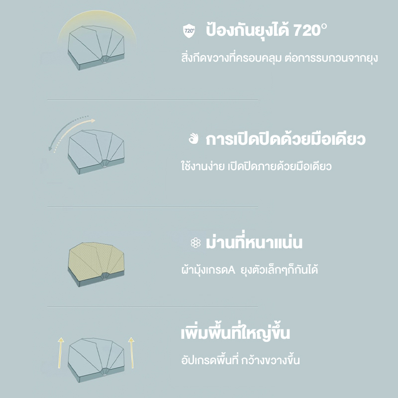 BOENIN มุ้งกันยุง มุ้งพับ 6เสา 3ฟุต 3.5ฟุต 5ฟุต 6ฟุต มุ้งครอบผู้ใหญ่ ...