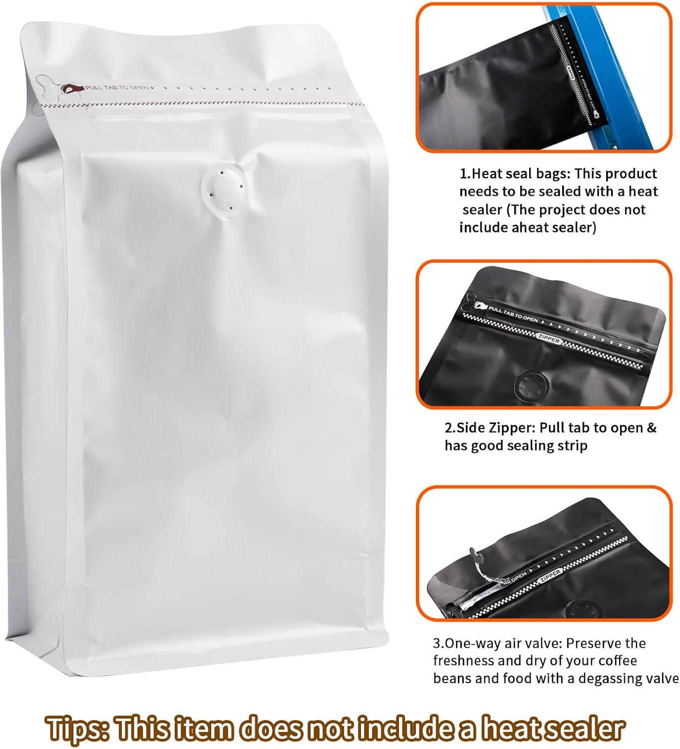 MOFF MART (50ใบ)ถุงกาแฟมีวาล์ว coffee bag packer ถุงฟอยด์ ทรงสูงสำหรับ ...
