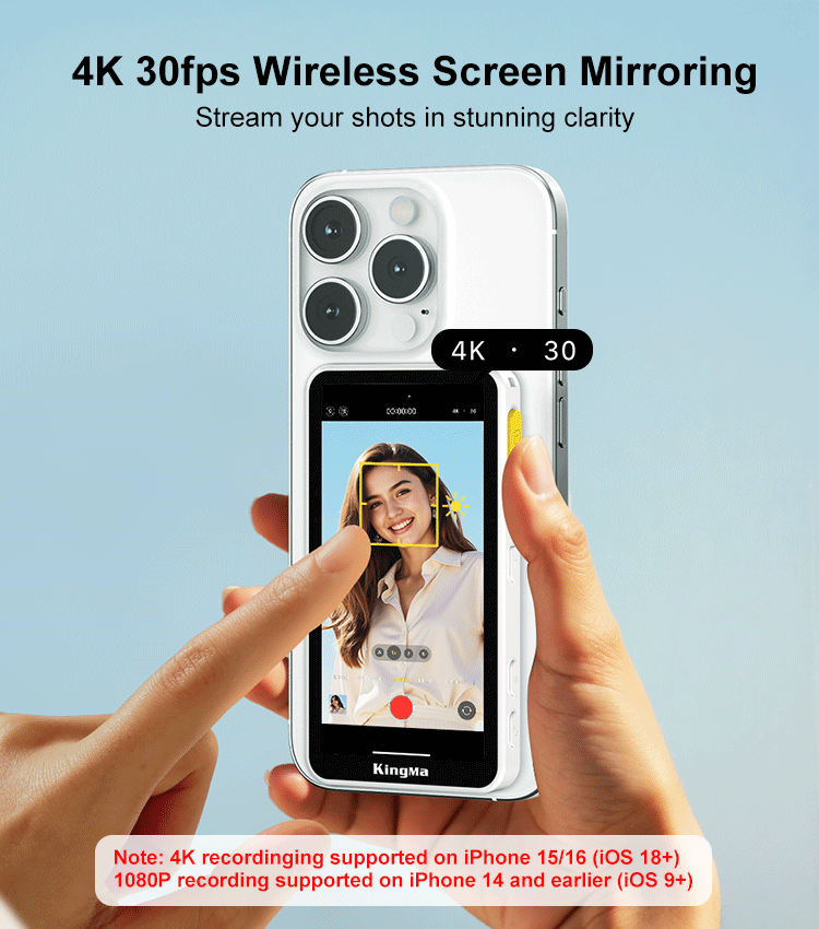 Kingma PH02 Ultra ตัวสะท้อนจอมือถือไร้สาย 4 นิ้ว จอสัมผัส ซูมเข้า-ออก โฟกัสได้ รองรับ iOS ...