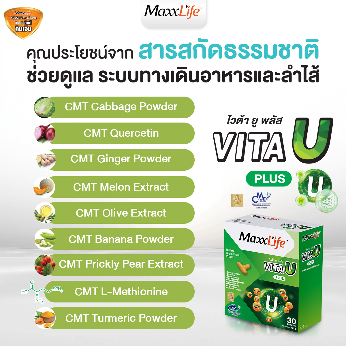 [เก็บโค้ด/ส่งฟรี] Maxxlife Vita U Plus วิตามินยู ดูแลลำไส้ ระบบทางเดิน ...