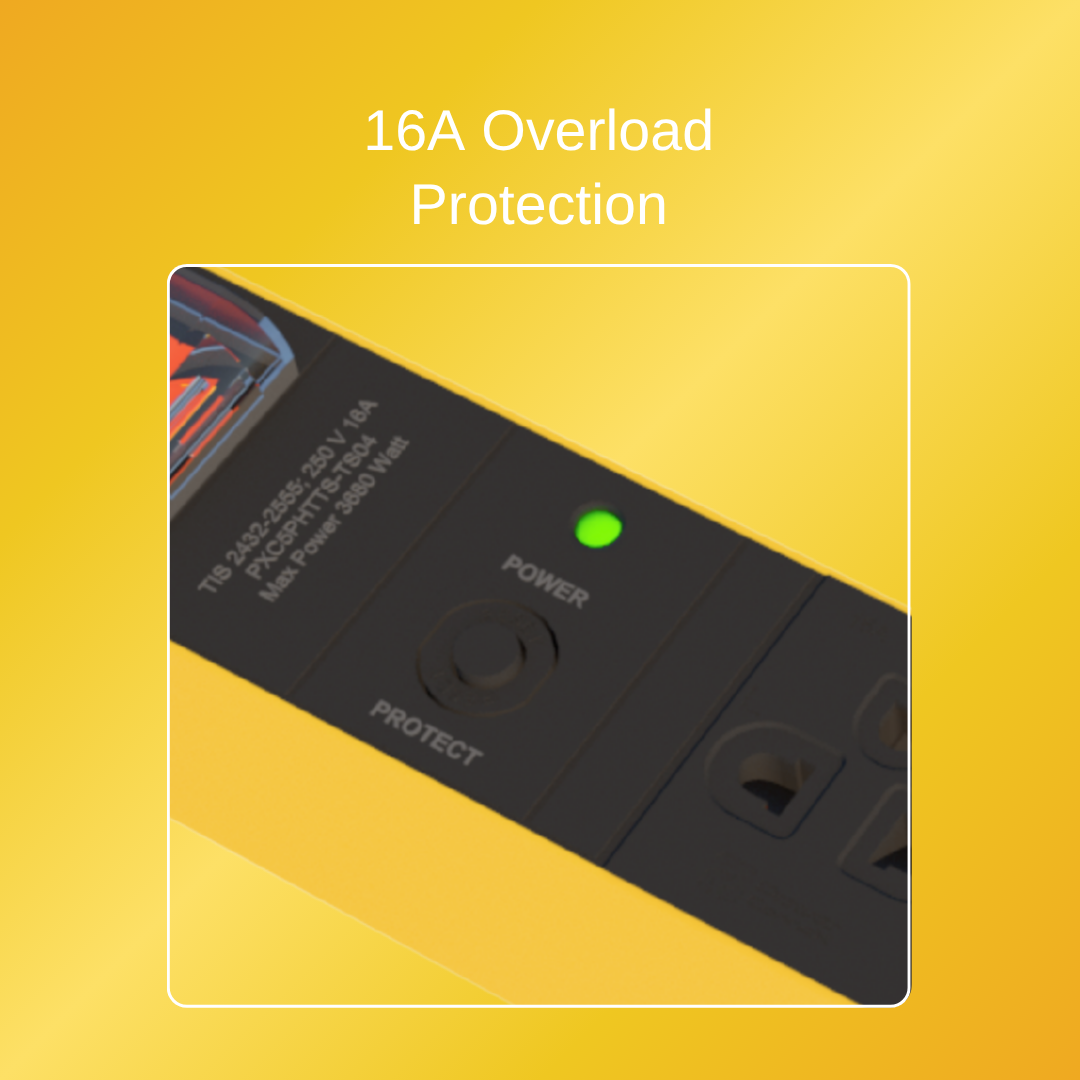 [สินค้าพร้อมส่ง] PowerconneX รุ่นDouble Protection ปลั๊กพ่วง 4 ช่อง สายไฟยาว 3 เมตร l PXC5PHTTS ...