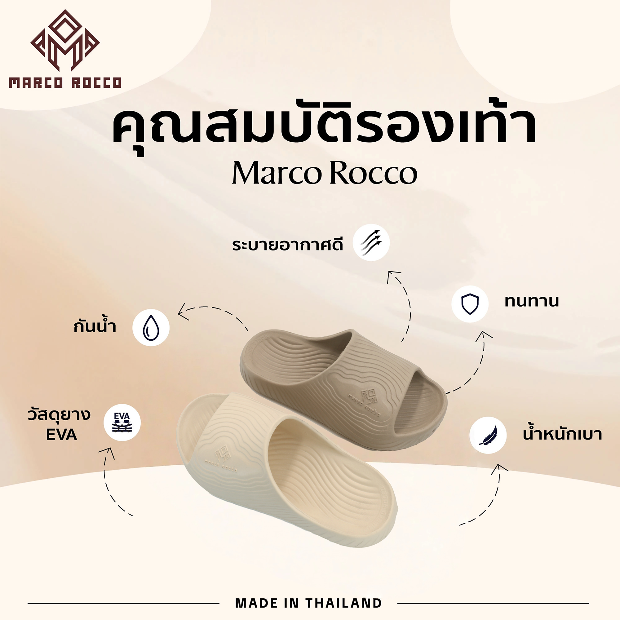 Marco Rocco รองเท้าแตะผู้หญิง รองเท้าใส่ในบ้าน 3.7cmพื้นหนา กันลื่น ลําลอง กันน้ํา รองเท้านิ่ม ...