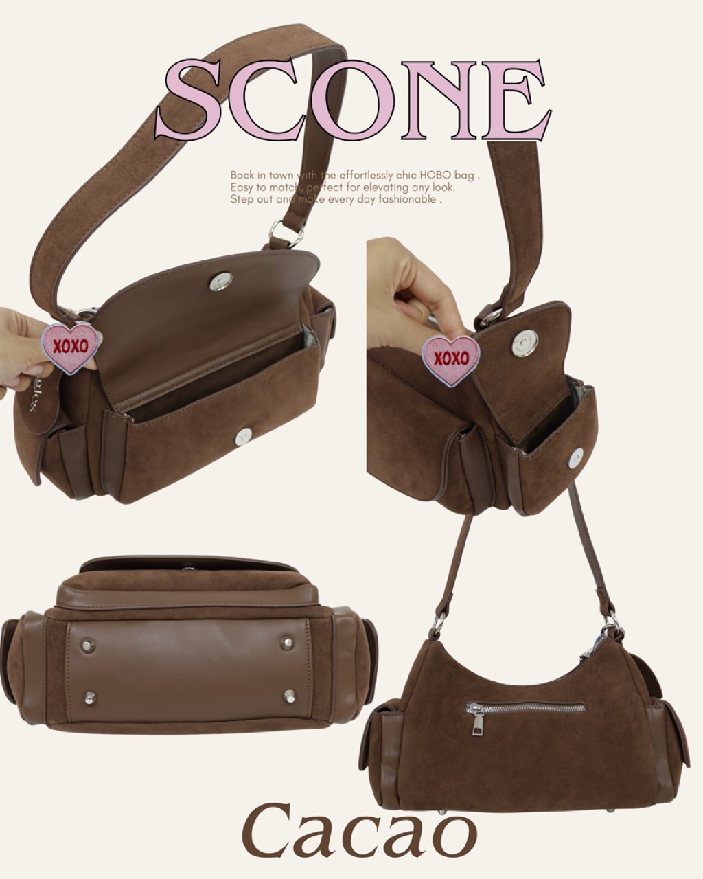 8anglesshop - รุ่น Scone hobo bag ขนาด11นิ้ว ( มีสายสั้น+ยาว ) E007 ...