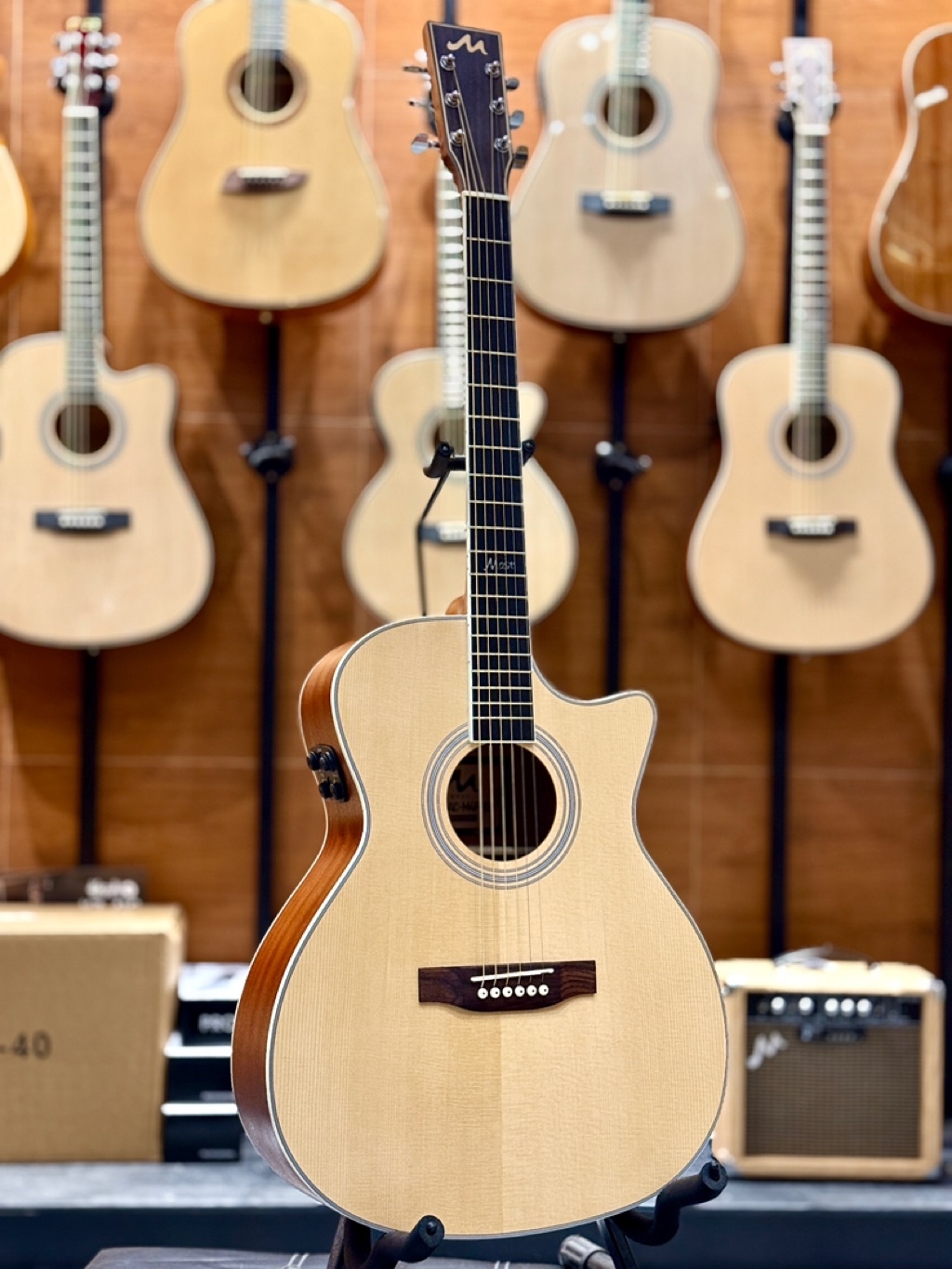 กีต้าร์โปร่งไฟฟ้า Most M-08 top solid Transacoustic M-4Pro มีลำโพงในตัว ...