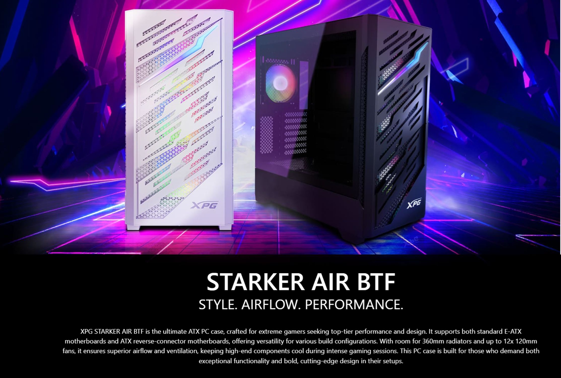 CASE (คอมพิวเตอร์) STARKER AIR BTF MID-TOWER CHASSIS BLACK / WHITE ...