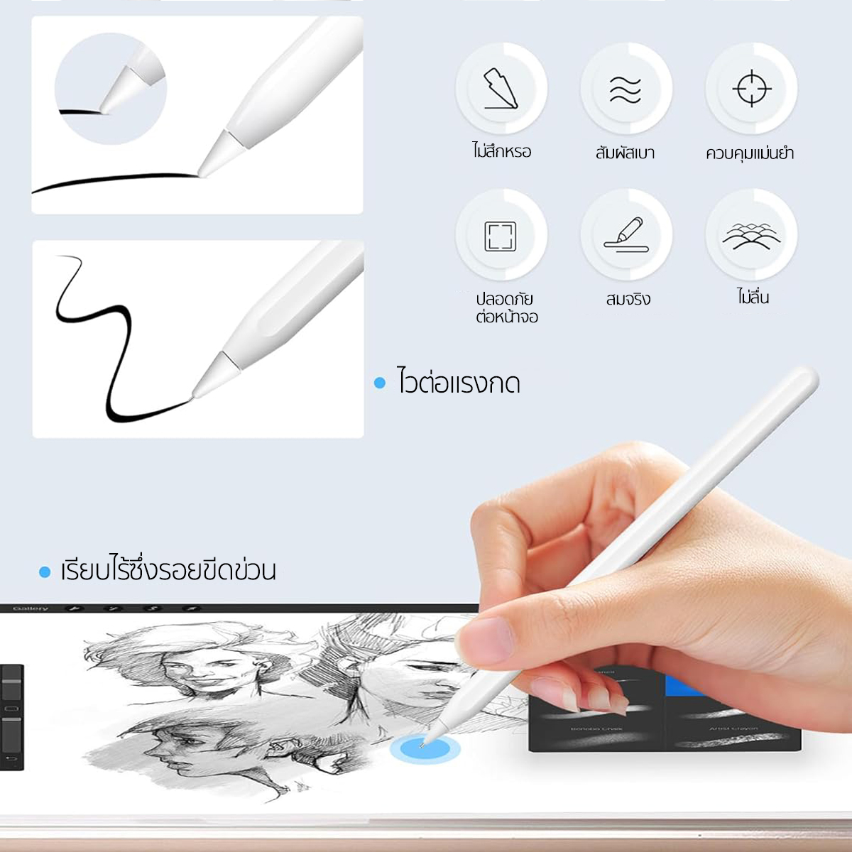 ELELAB หัวเปลี่ยนปากกาสไตลัส 6 ชิ้น พร้อมกล่อง สำหรับ iPad Pro/Air/Mini ...