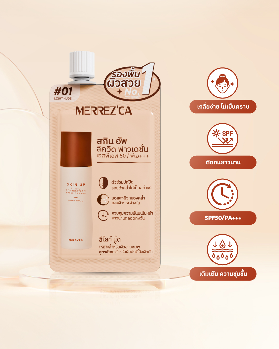 Merrezca Skin up liquid foundation รองพื้นสูตรน้ำ เนื้อแมตกลบมิดทุก ...