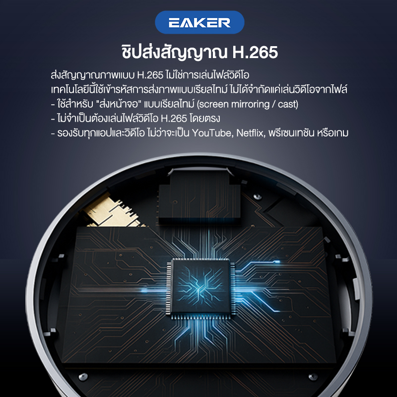 EAKER HDA-200 Anycast อุปกรณ์สะท้อนหน้าจอแบบไร้สาย เชื่อมต่อง่ายใน1วิ Full HD รองรับ 4K ไร้ ...