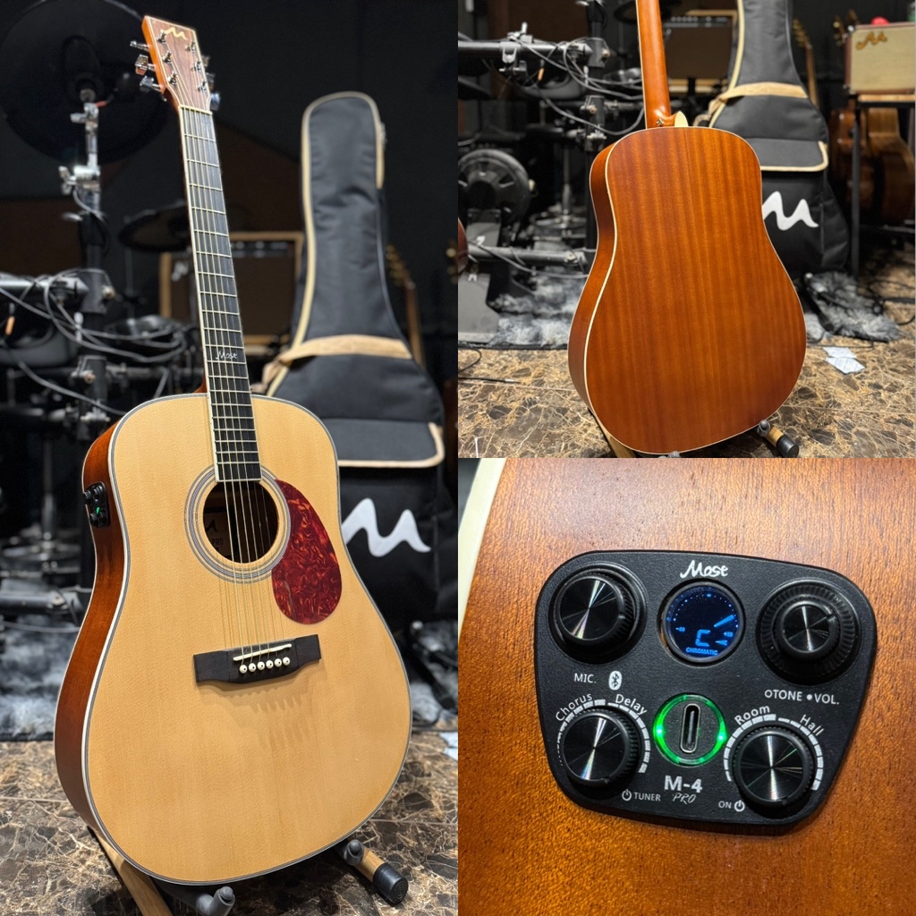 กีต้าร์โปร่งไฟฟ้าลำโพงในตัว Most M-08 top solid + Most M-4pro จากโรงงาน ...