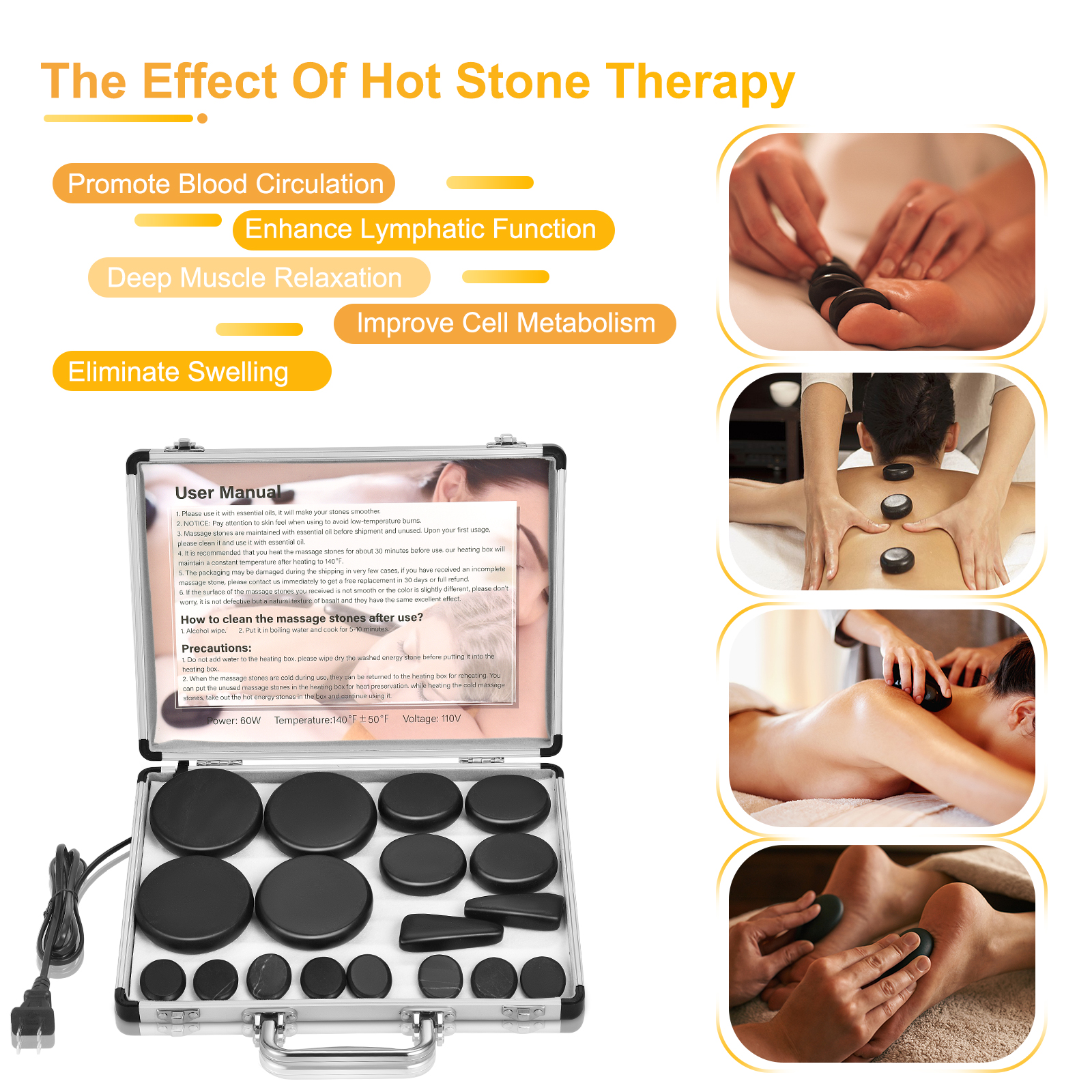 ถูกที่สุด Hot Stone Massage Set, 18 Basalt Hot Stones With Heater Kit ...