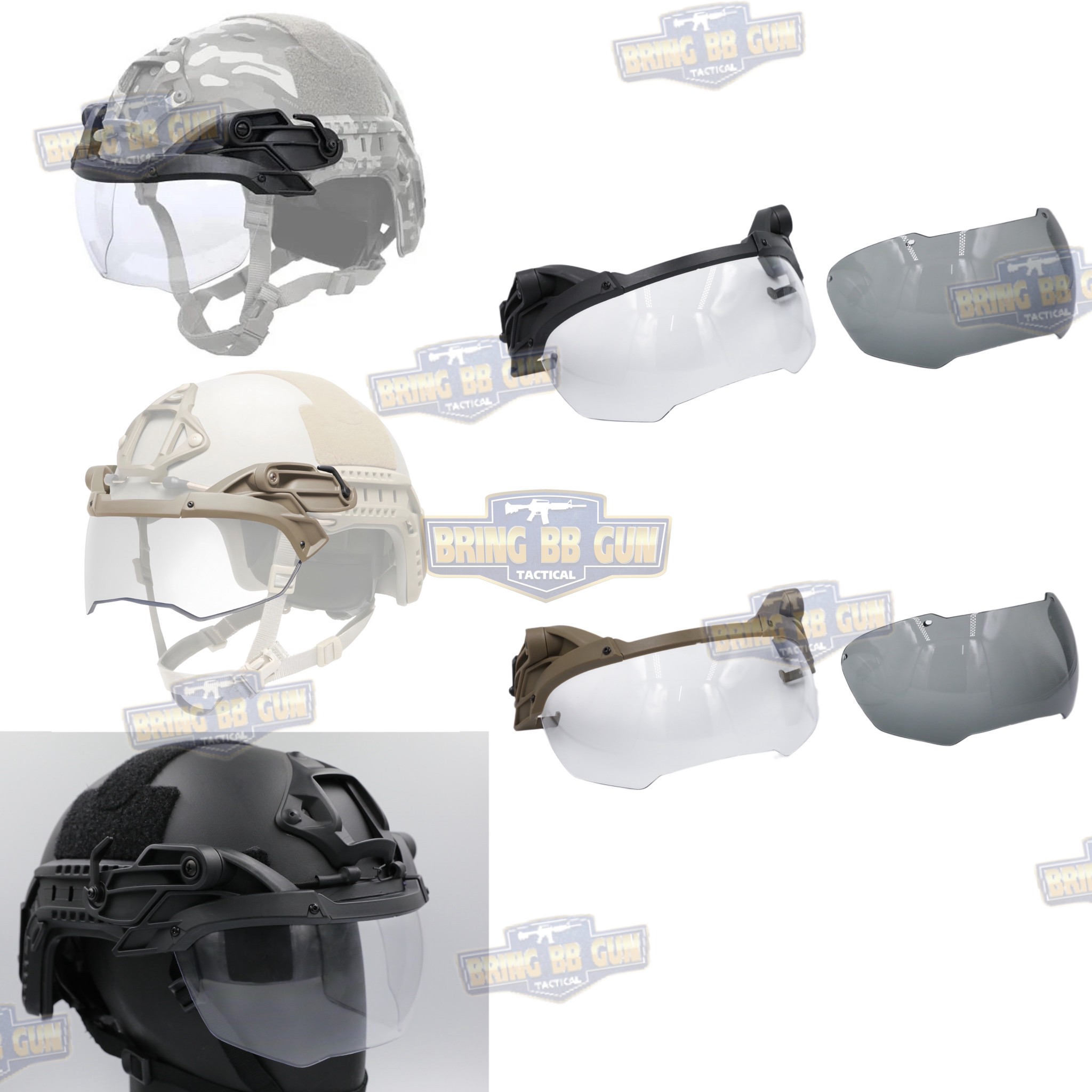 Tactical Flip Down Visor for Helmet Rails (ชิวหน้าหมวก Fast) (กระบังลม ...