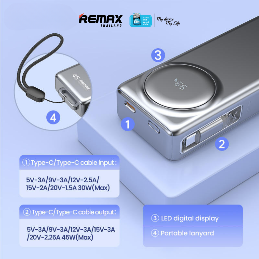 [ CCC ] Remax Power Bank 10000mAh FCP-11 - พาวเวอร์แบงค์ มีสายชาร์จใน ...