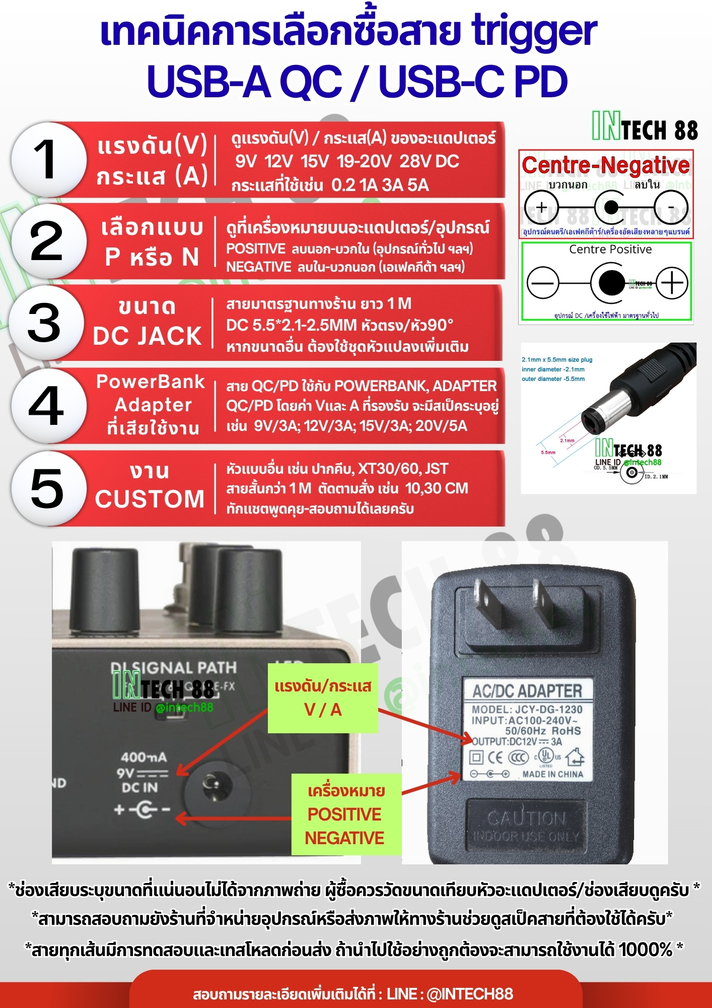 สาย trigger USB-C PD to 9V/12V/15V/19-20V/28V Jack 5.5x2.1-2.5mm 90 ...