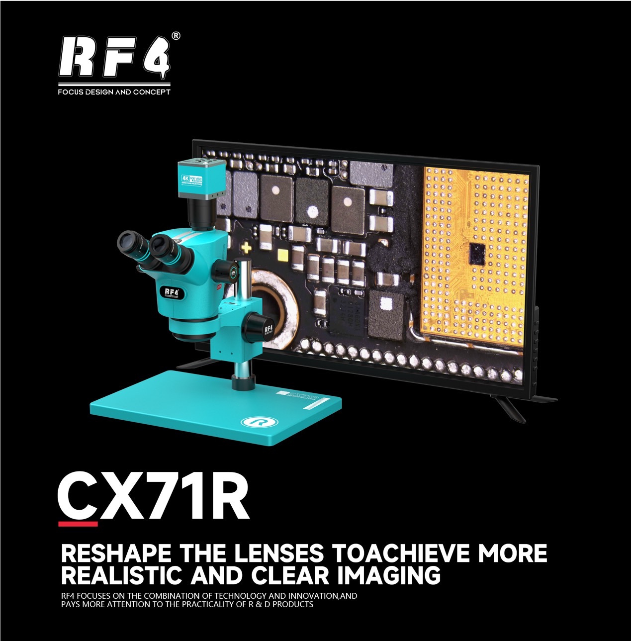RF4 CX71R Trinocular Stereo Industrial Microscope กำลังขยายสูงสุด 65X พร้อมการซูมต่อเนื่อง ...