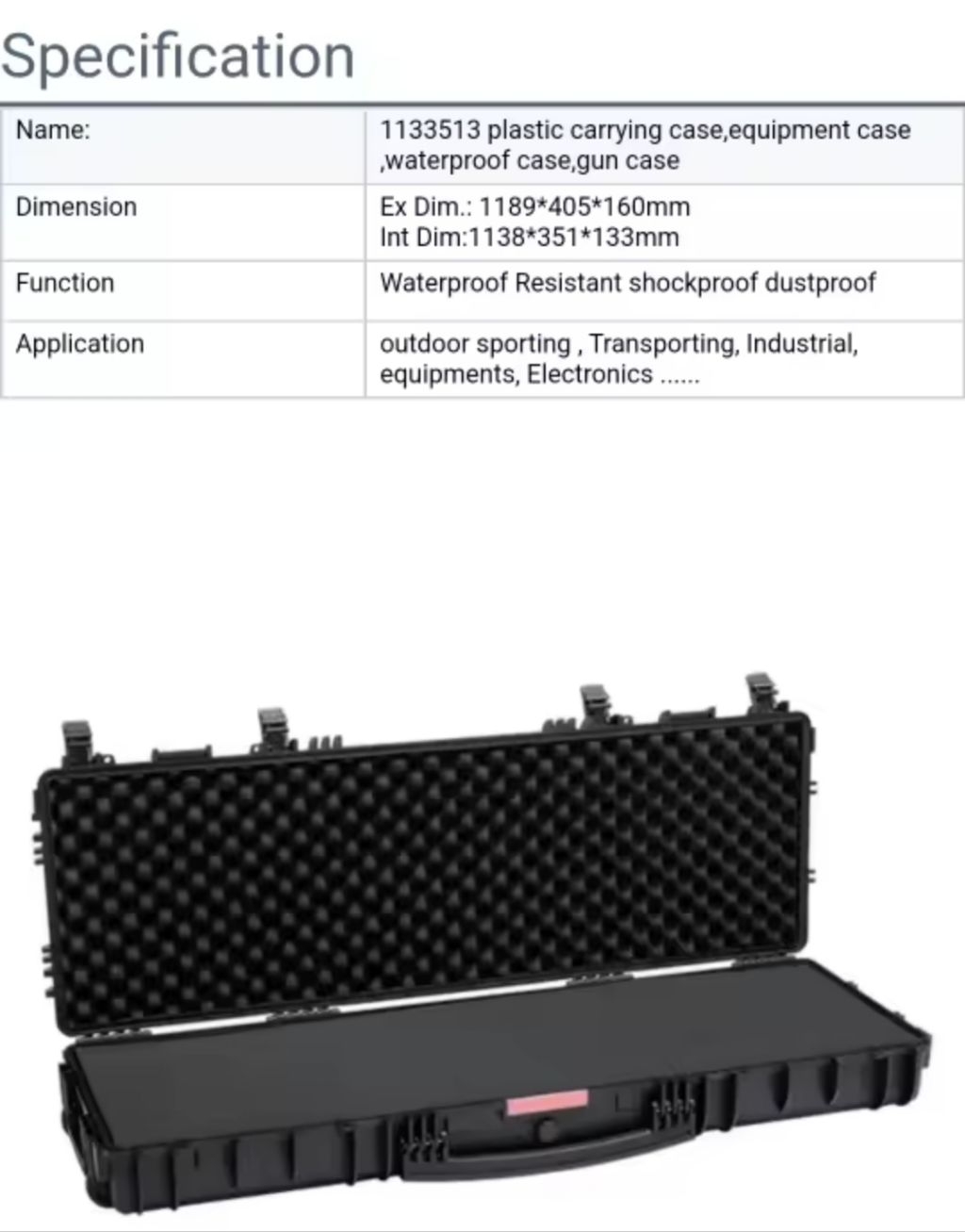 กล่อง Hard case กันน้ำ ขนาด 118×40×16ซม. มีล้อลาก ,กล่องเอนกประสงค์, BB ...