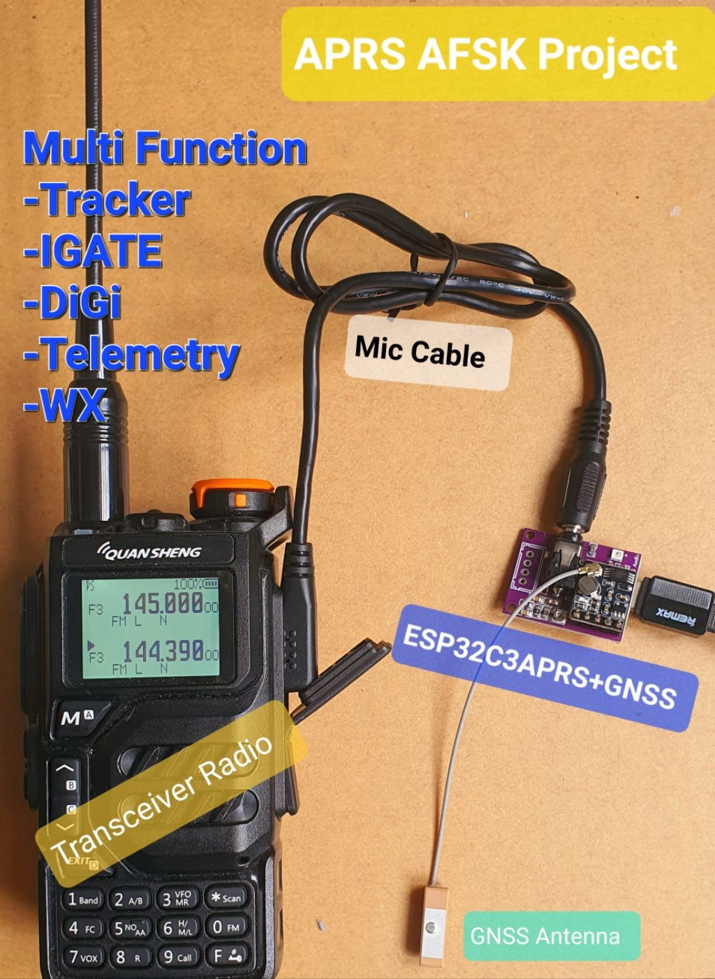 ESP32C3APRS_AUDIO (ประกอบสำเร็จใช้ทำ APRS AFSK โหมด Tracker, IGATE ...