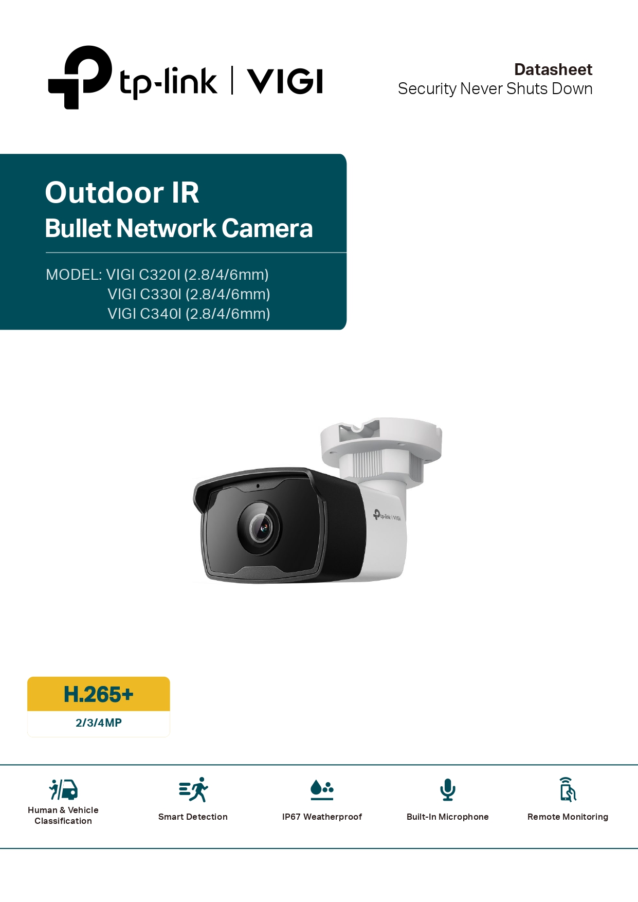 tp-link VIGI C320I 2mp 2.8mm Mic IR Outdoor Network Camera กล้องวงจรปิด ...